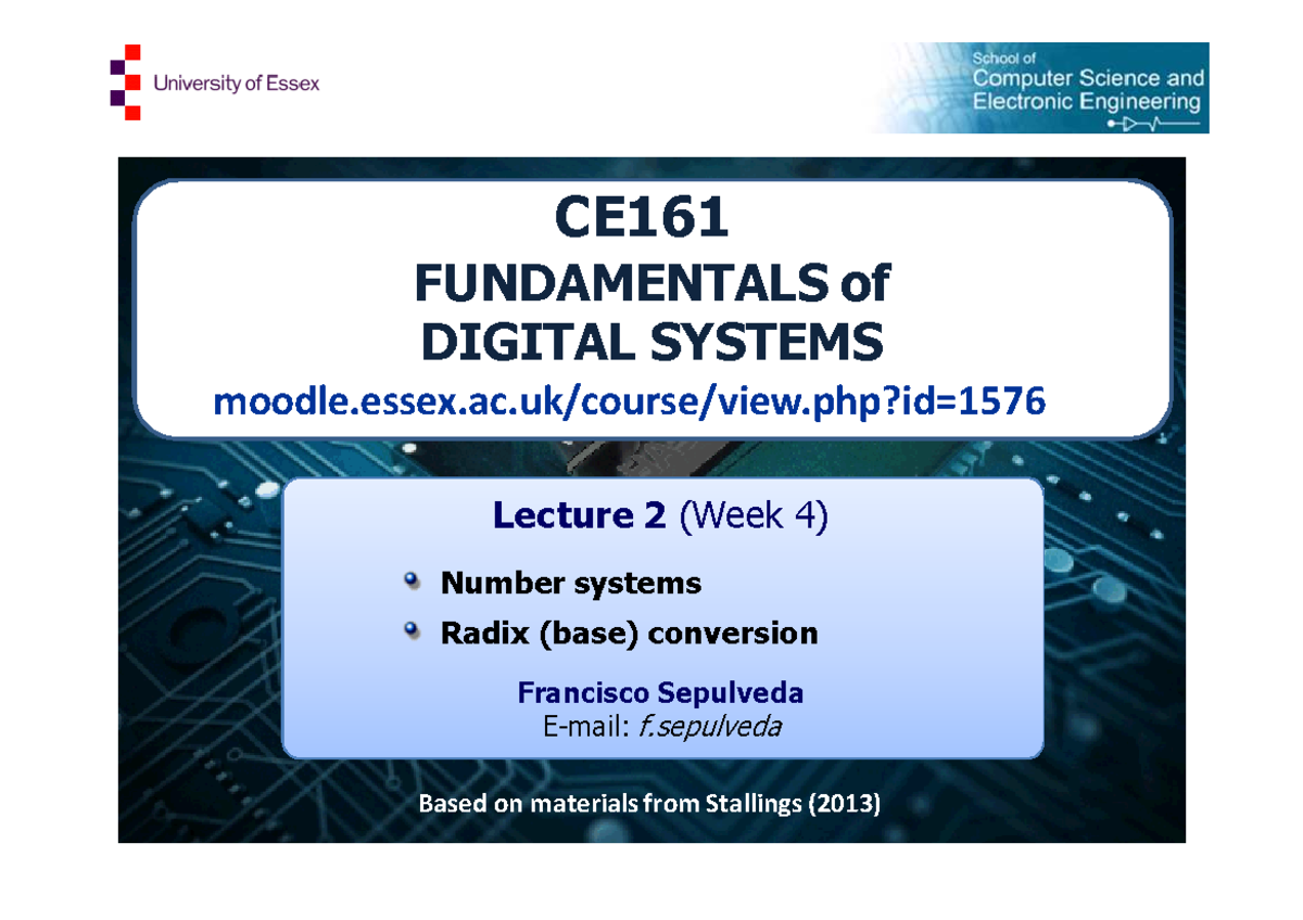 Ce161 Lec02 2019 Lecture 2 Lecture 2 Week 4 Number Systems Radix Base Conversion