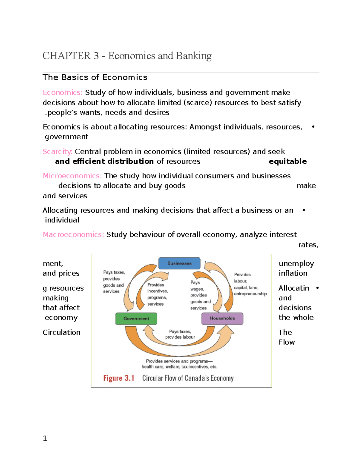 Business Chapter 3 Notes - CHAPTER 3 - Economics and Banking The Basics ...