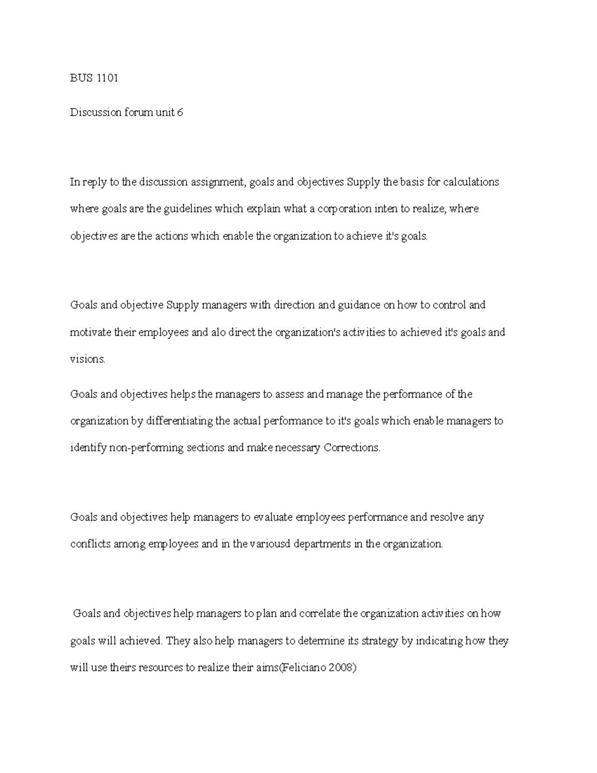 BUS 1101 discussion forum unit 6 Principles of Business Management ...