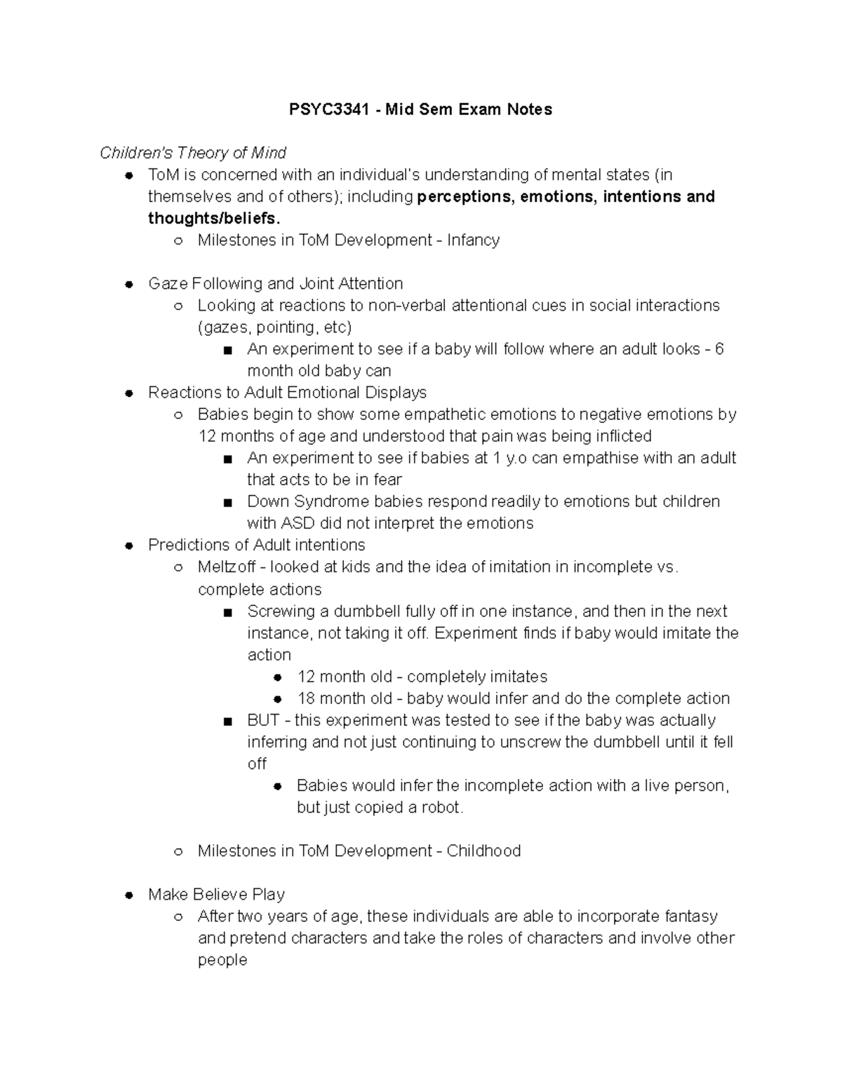 PSYC3341 - Mid Sem Exam notes - PSYC3341 - UNSW Sydney - Studocu