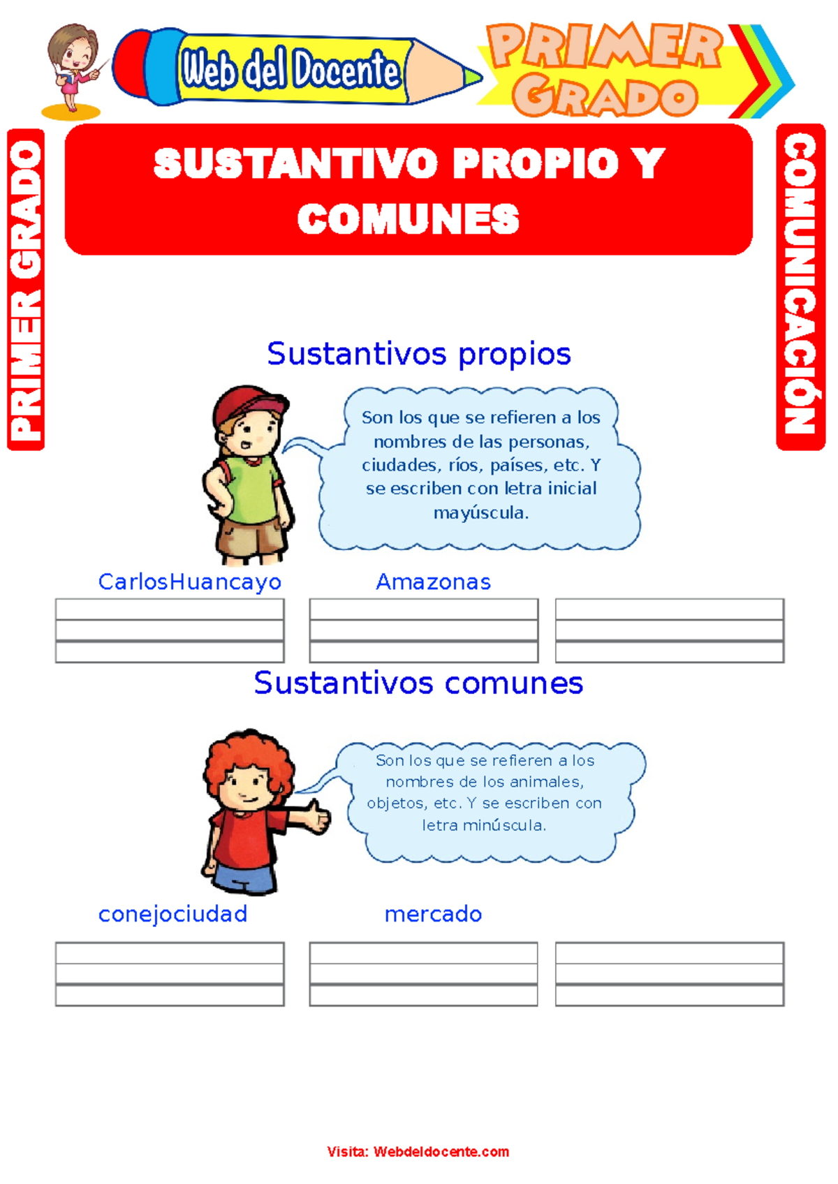 Sustantivos Propios y Comunes para Primero de Primaria - Comunicación ...