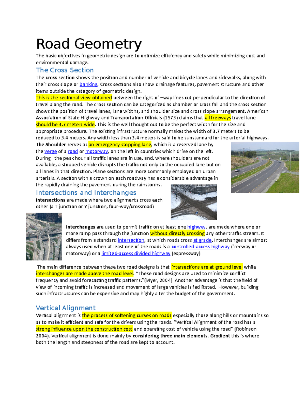 Group 19 - Road Geometry - Road Geometry The basic objecives in ...