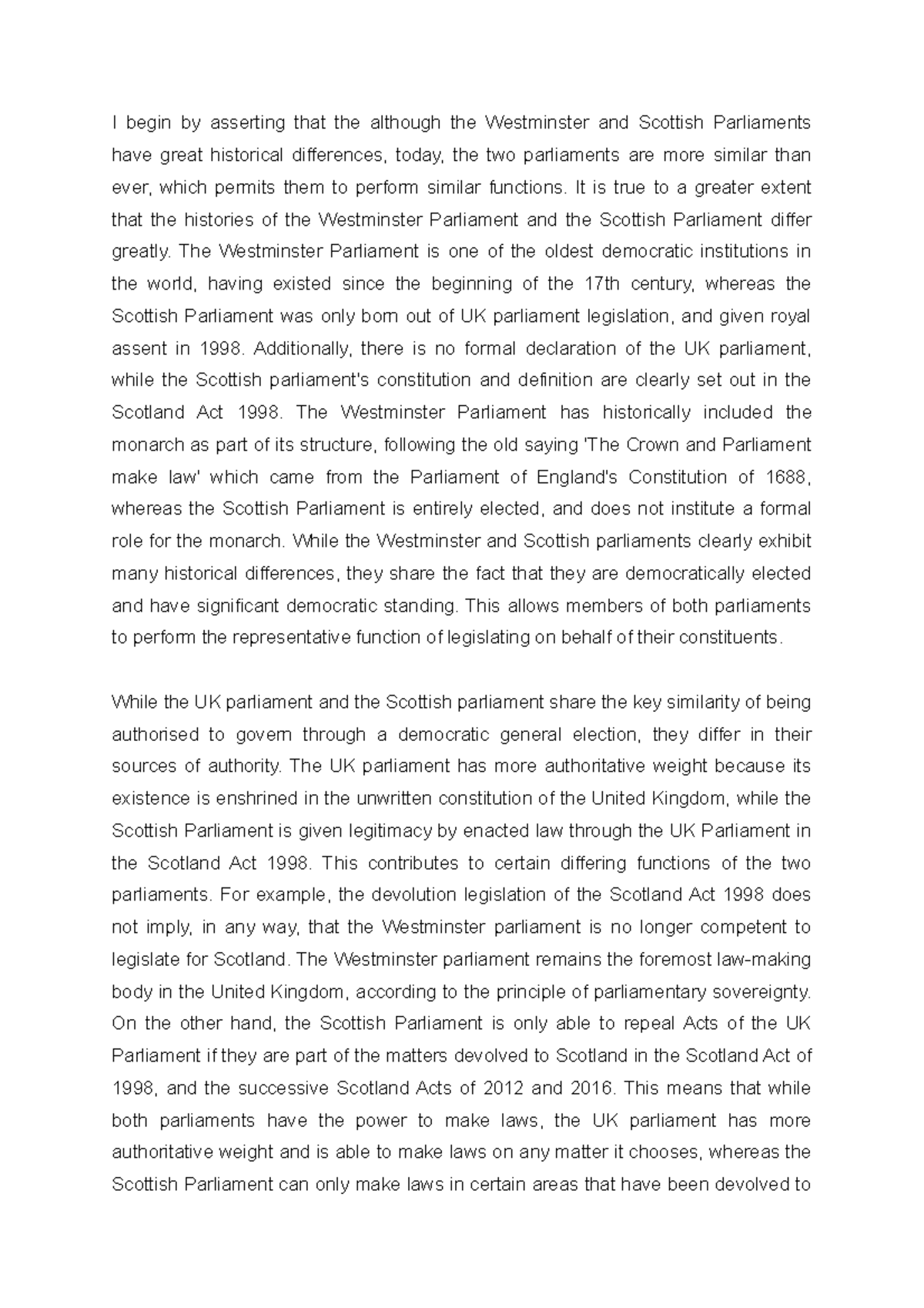 PLUS Formative Essay Notes - I begin by asserting that the although the ...