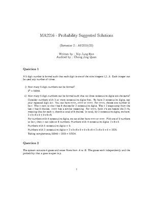 Probability-Solution 08 - NATIONAL UNIVERSITY OF SINGAPORE SEMESTER I ...
