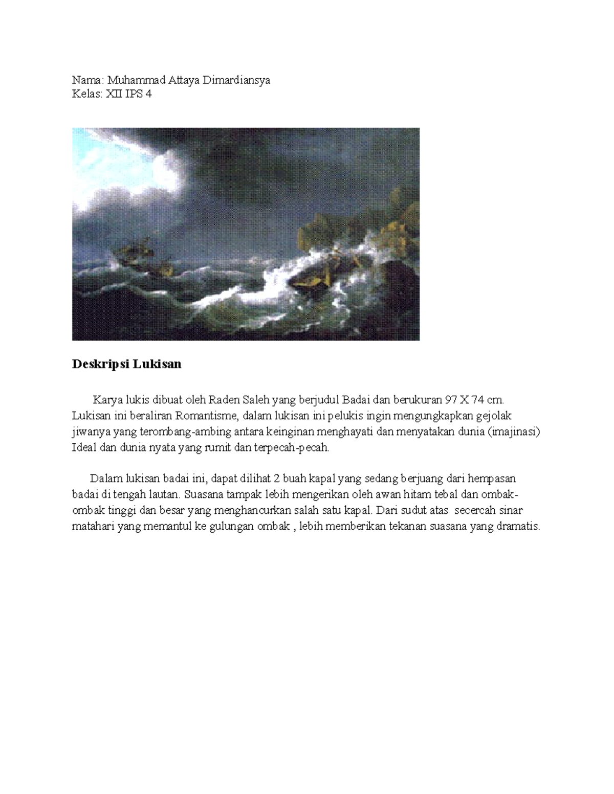 1.0 Raden Saleh - Nama: Muhammad Attaya Dimardiansya Kelas: XII IPS 4 ...