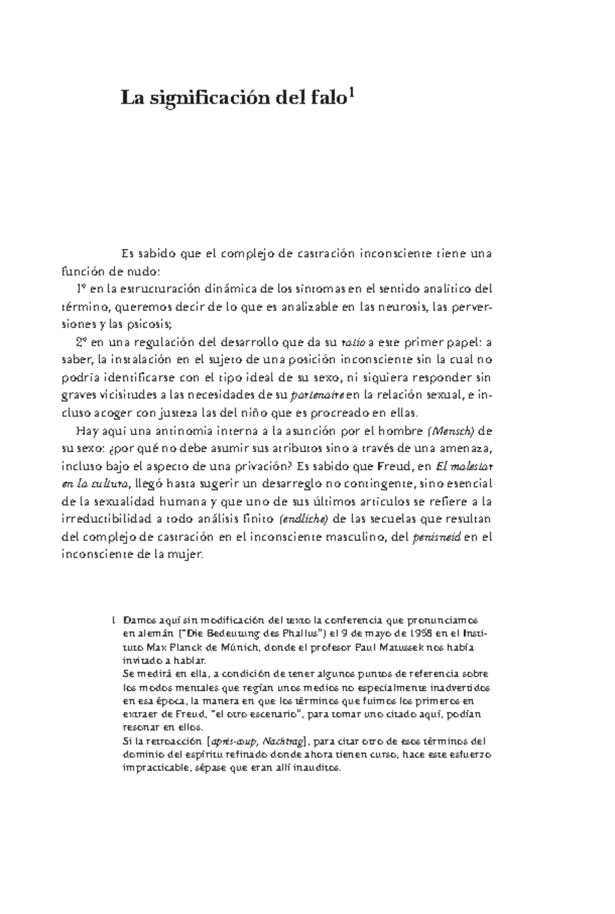 La significacion del falo - Hay aquí una antinomia interna a la ...