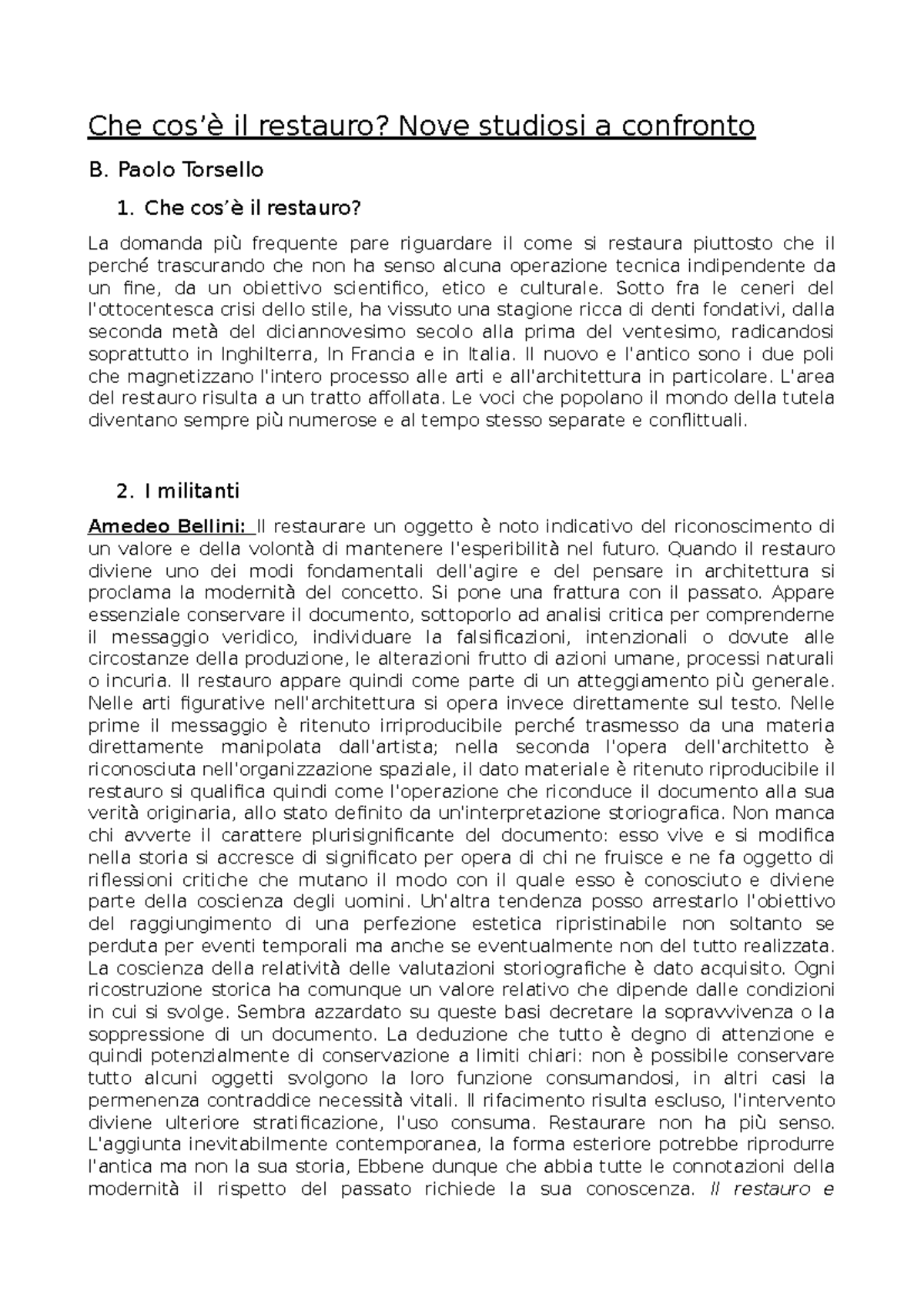 Che cos'è il restauro - Che cos’è il restauro? Nove studiosi a ...