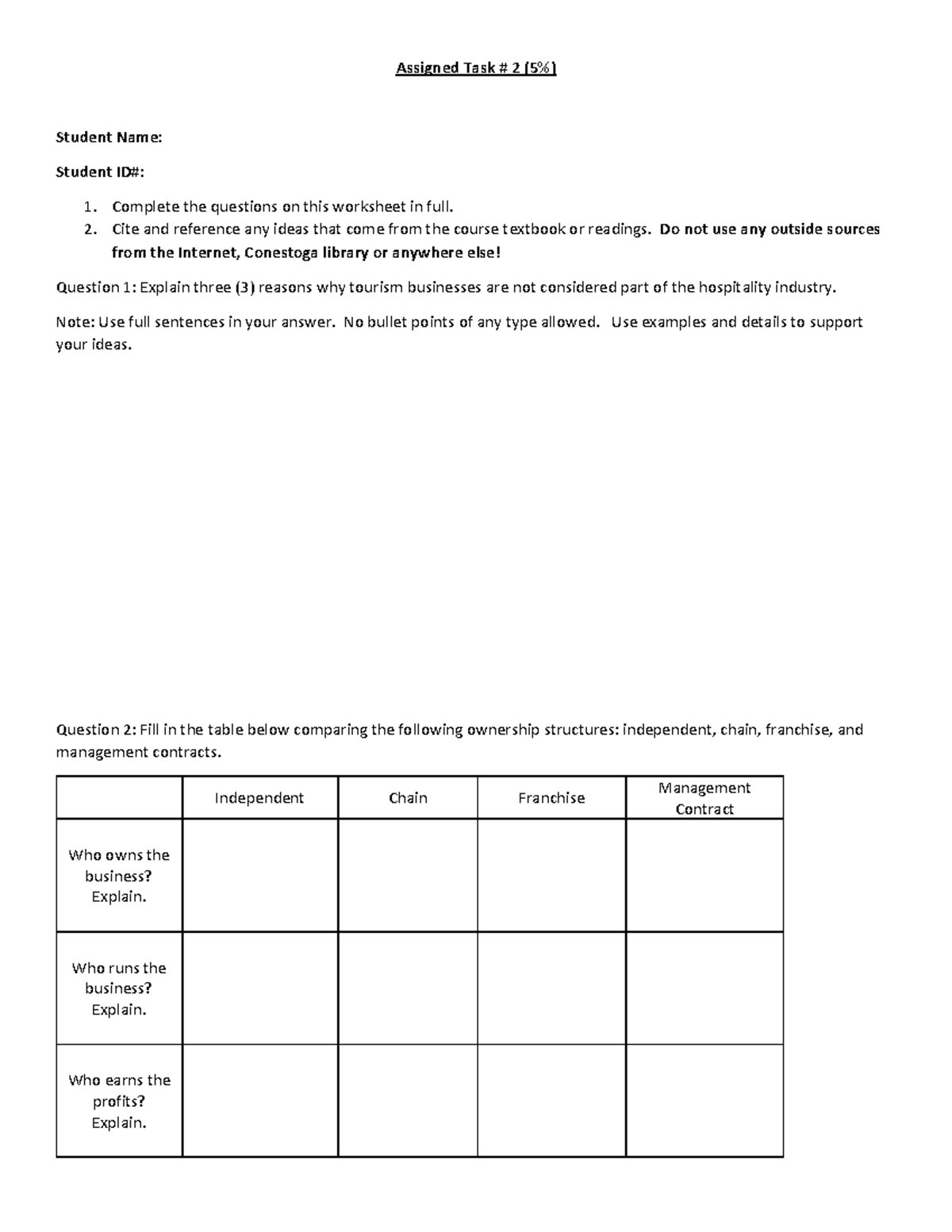 HOSP8045 Assigned Task # 2 - Assigned Task # 2 (5%) Student Name ...