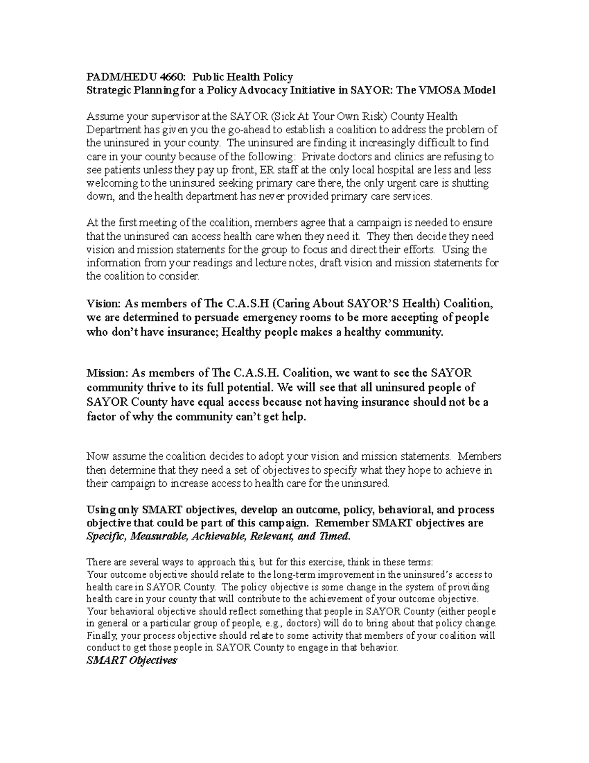 Vmosa Exercise Assignment HEDU4660 - PADM/HEDU 4660: Public Health ...