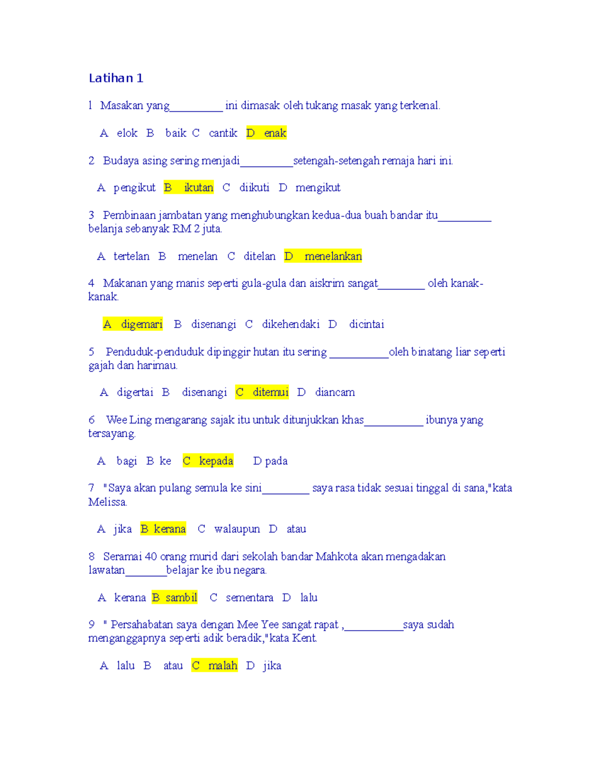 Latihan Tatabahasa 2 - Tutorial Work - Latihan 1 l Masakan yang_________ ini dimasak oleh tukang ...