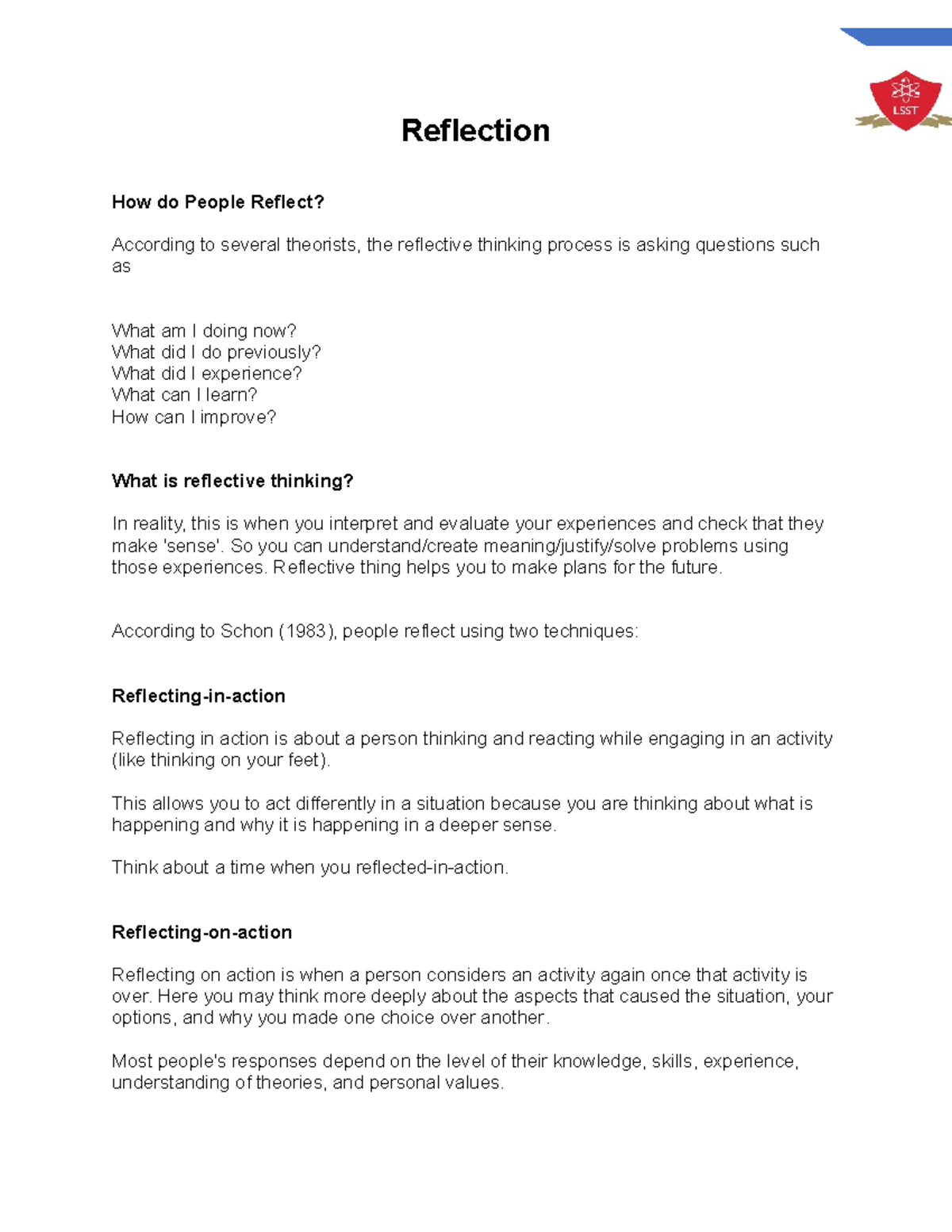 Reflection -Read this in Immersive Reader - Reflection How do People ...