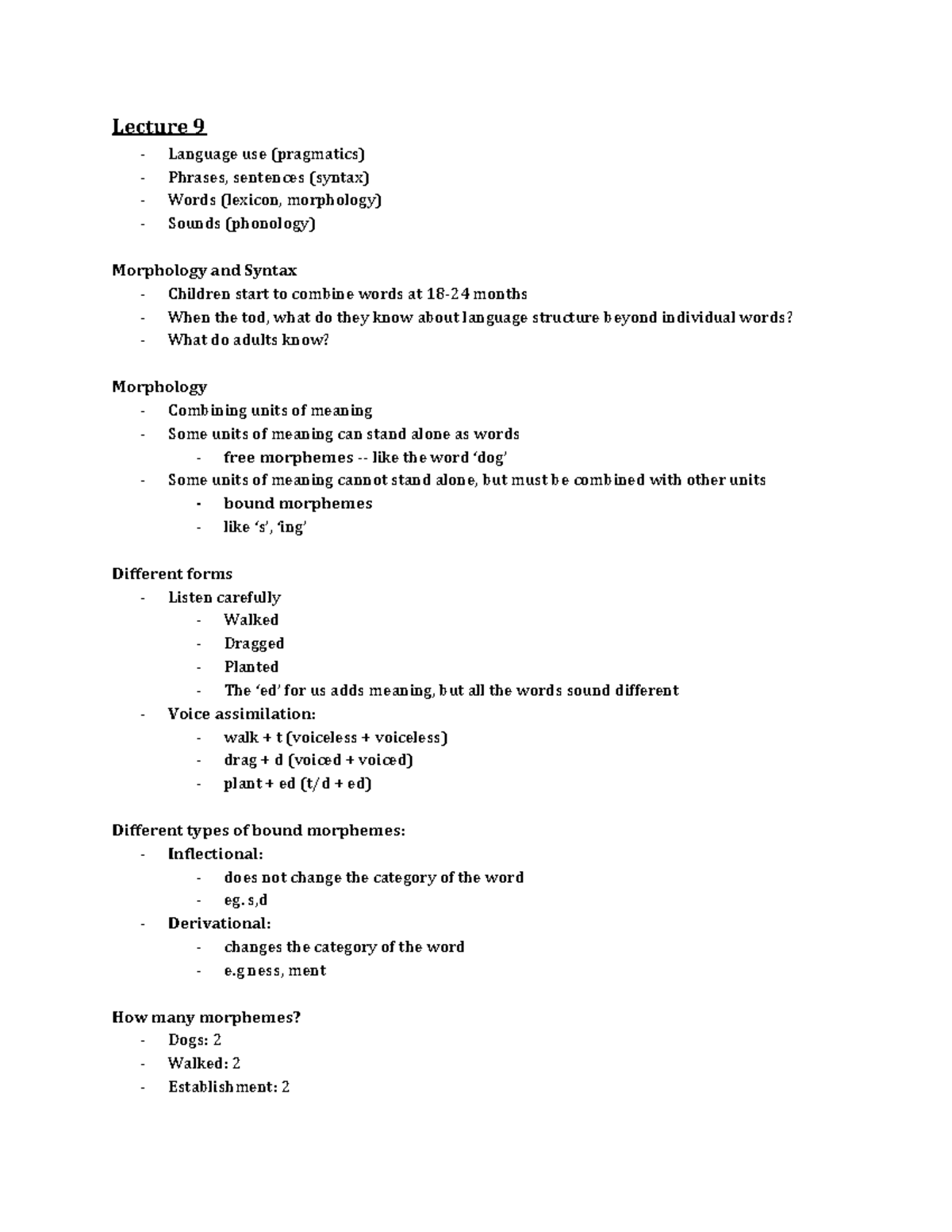 Midterm 2 Notes - Lecture 9 Language use (pragmatics) Phrases ...