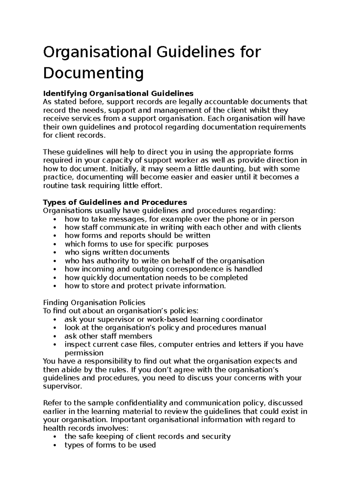 Collaborate with Colleagues - Organisational Guidelines for Documenting ...