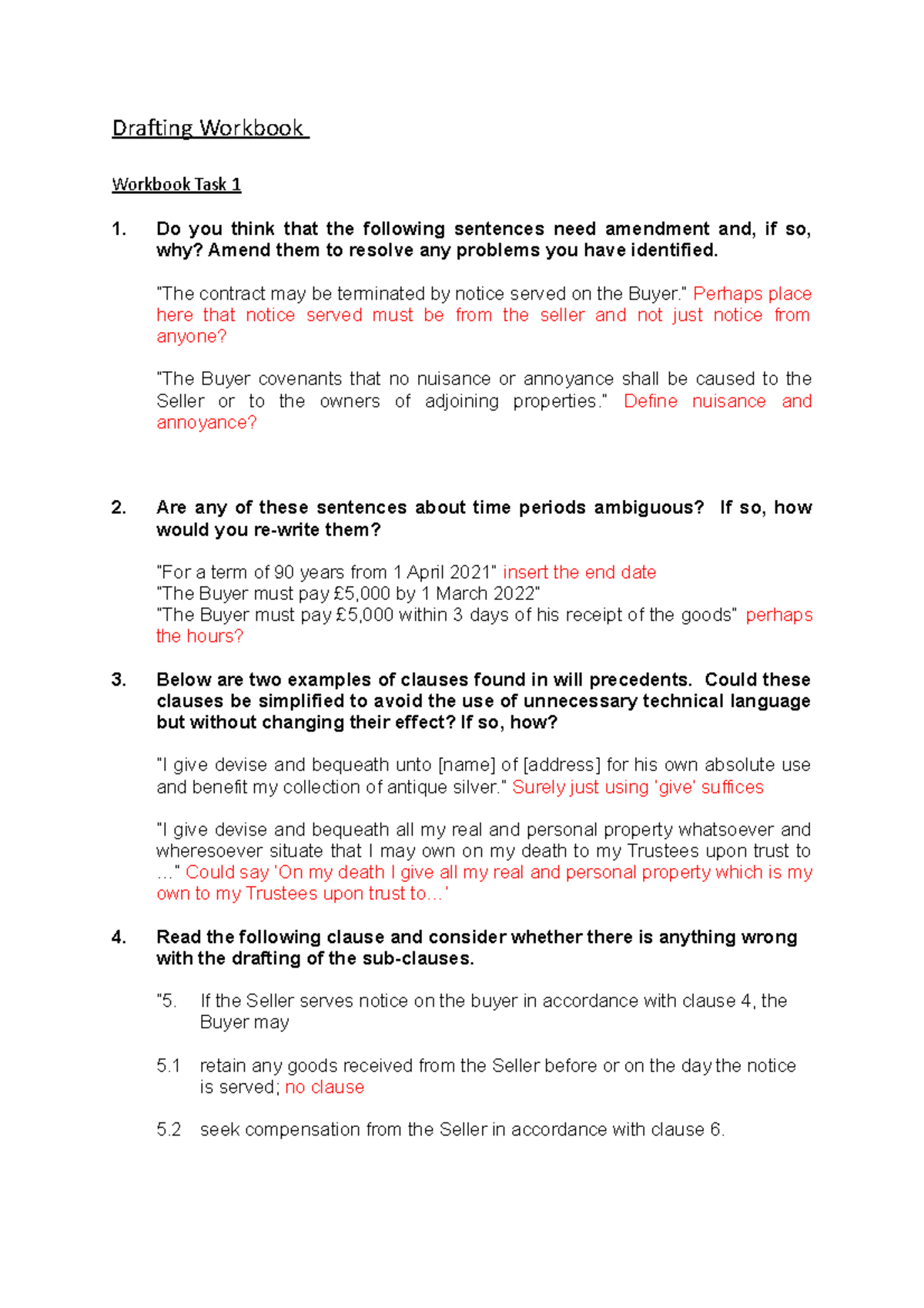 Drafting Workbook - Lecture notes 1 - Drafting Workbook Workbook Task 1 ...