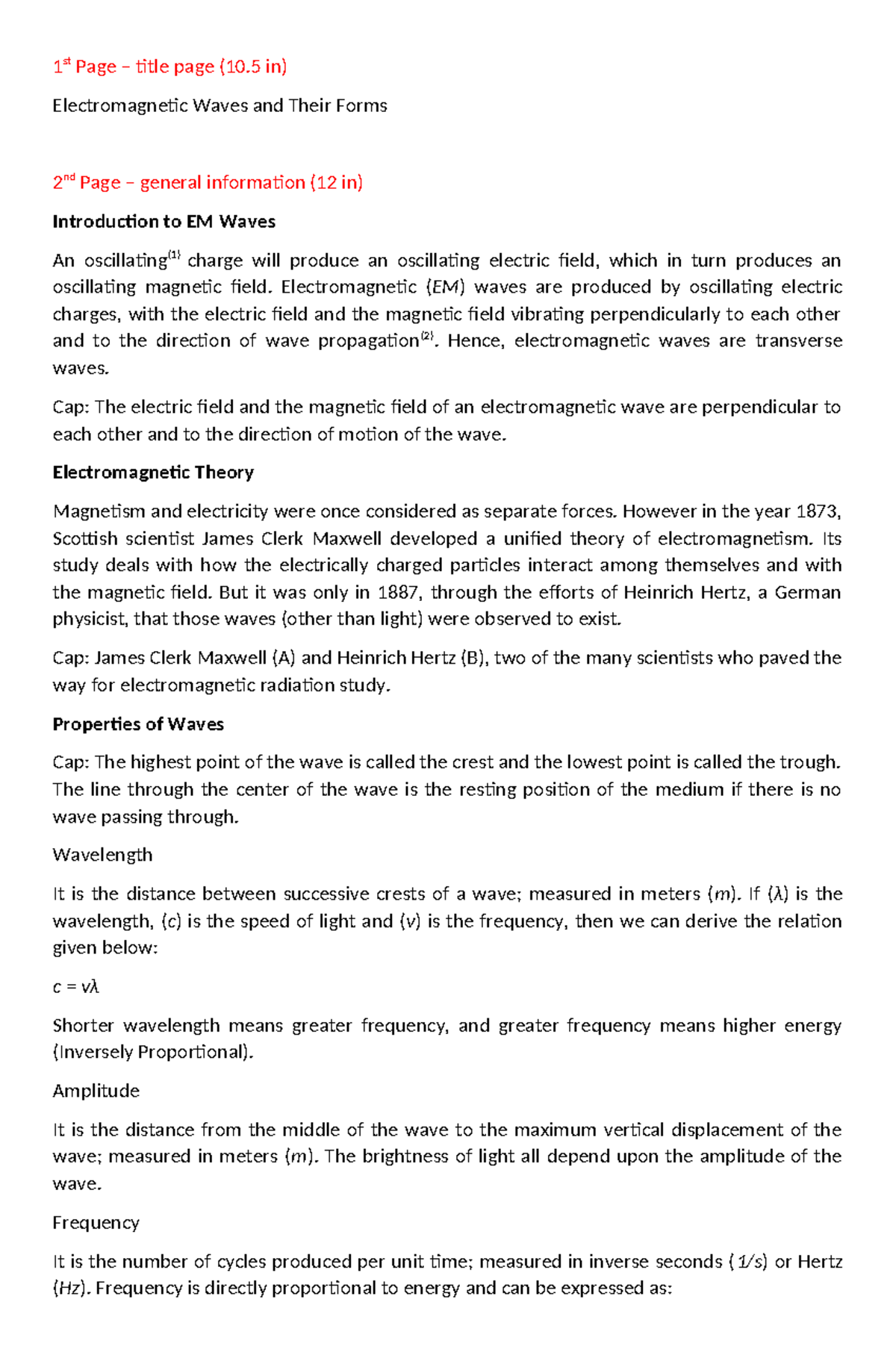 Flipbook-Content - flipbook - 1 st Page – title page (10 in) Electromagnetic Waves and Their ...