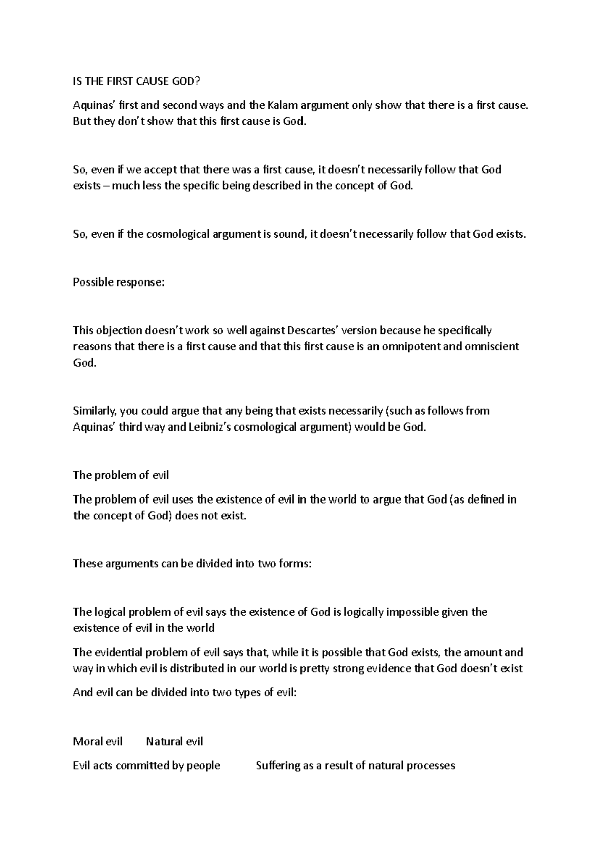 Does god exist part 5 - in depth notes covering the module contents ...