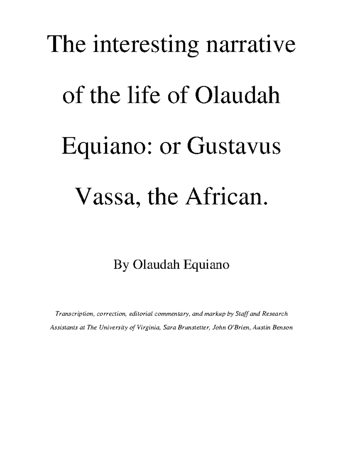 Equiano-interesting-narrative - The interesting narrative of the life ...