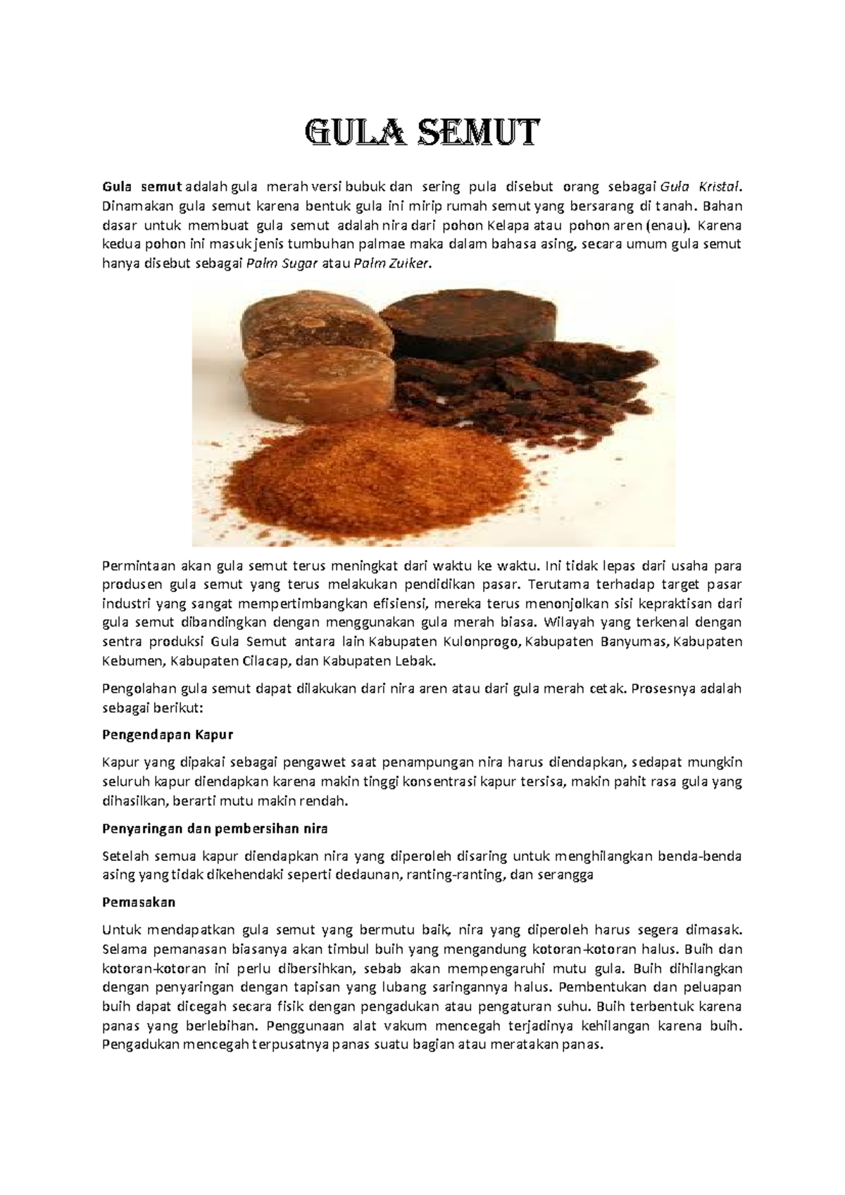 GULA Semut - pembuatan gula kelapa organik - GULA SEMUT Gula semut ...