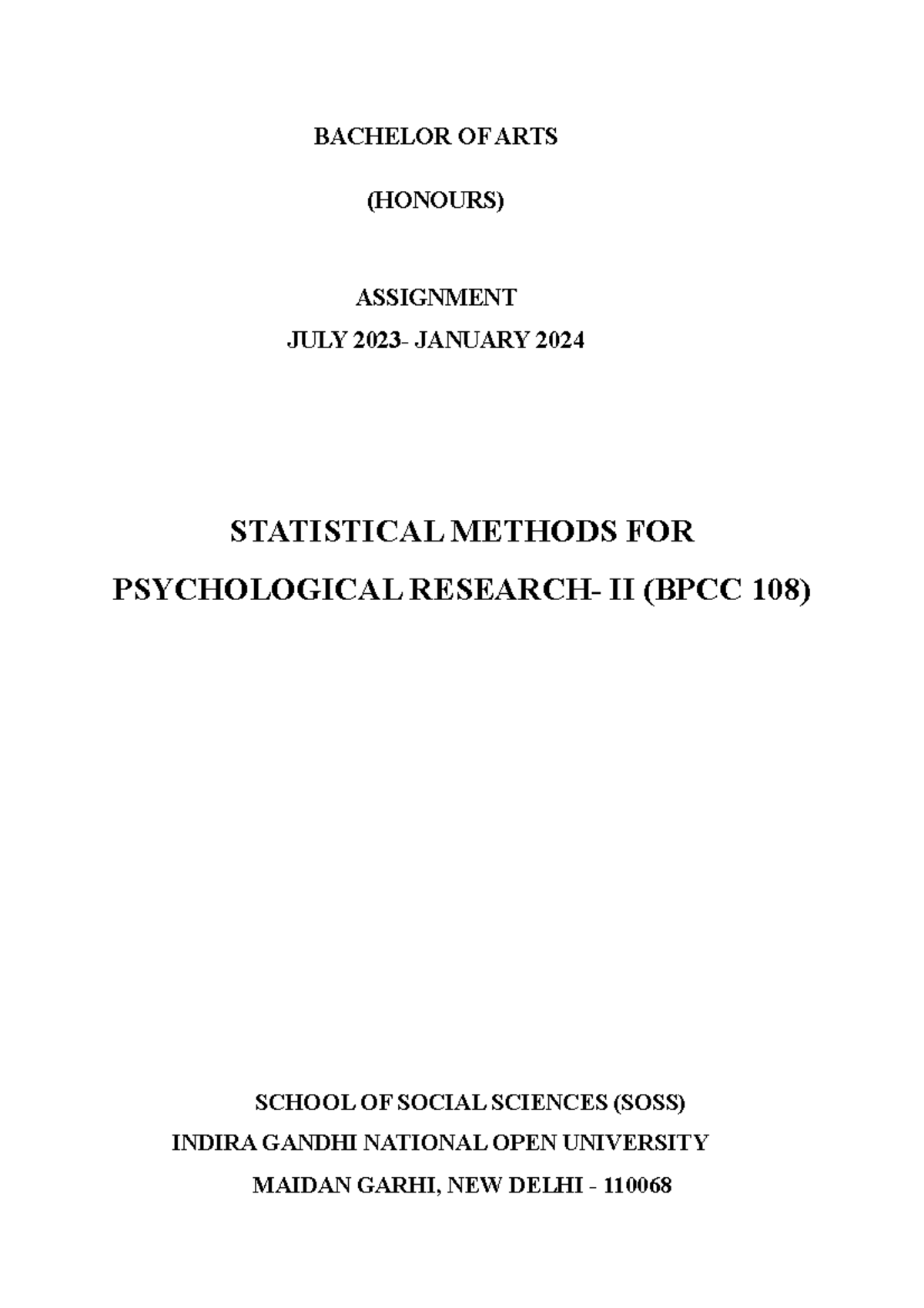 BPCC108 English July 23- Jan 24 - BACHELOR OF ARTS (HONOURS) ASSIGNMENT ...