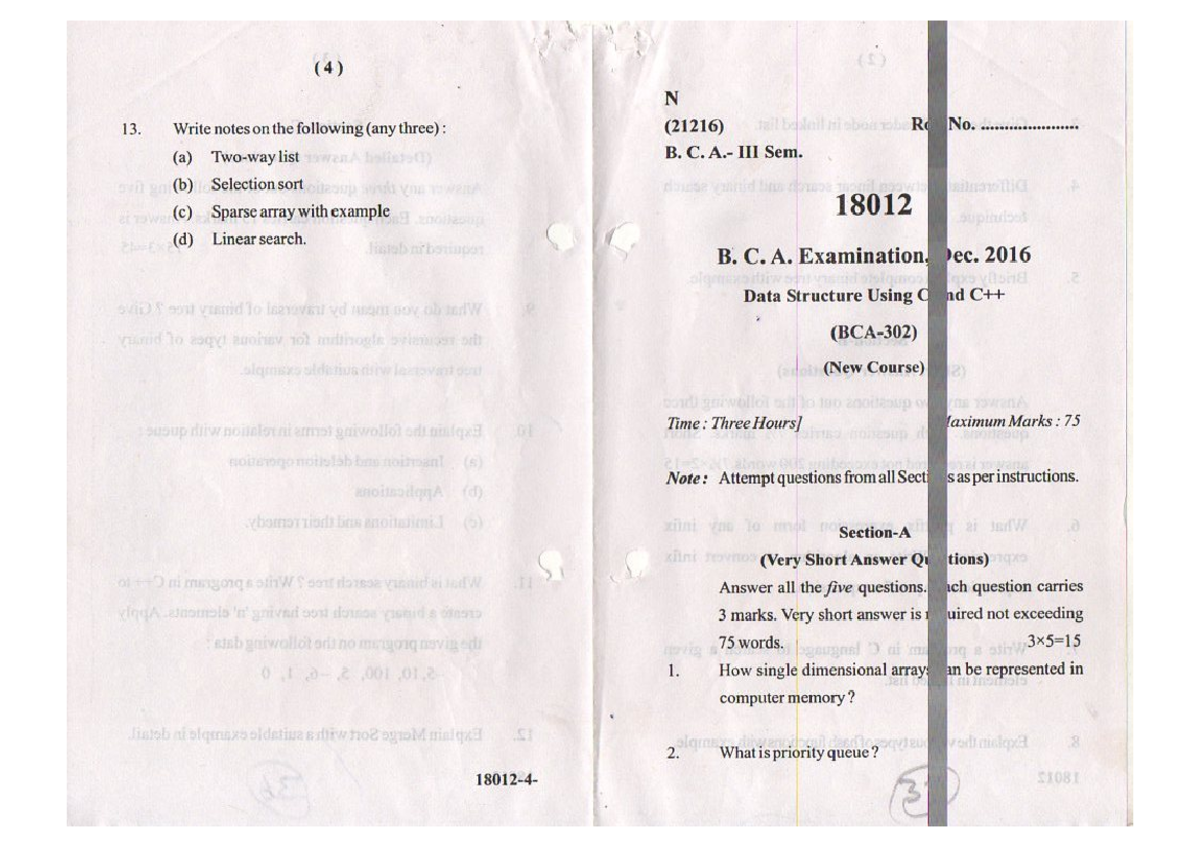 Bca302 - questions - Bachelor in computer science - Studocu