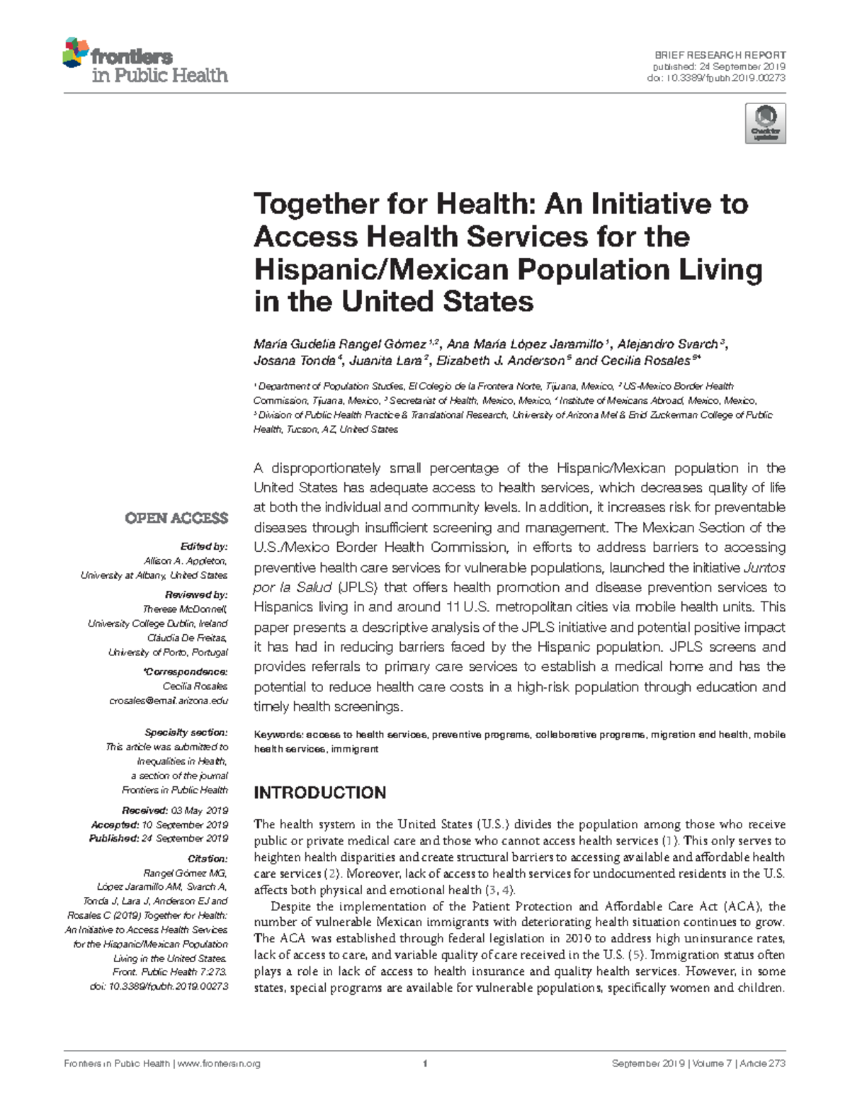 Together for Health An Initiat - BRIEF RESEARCH REPORT published: 24 ...