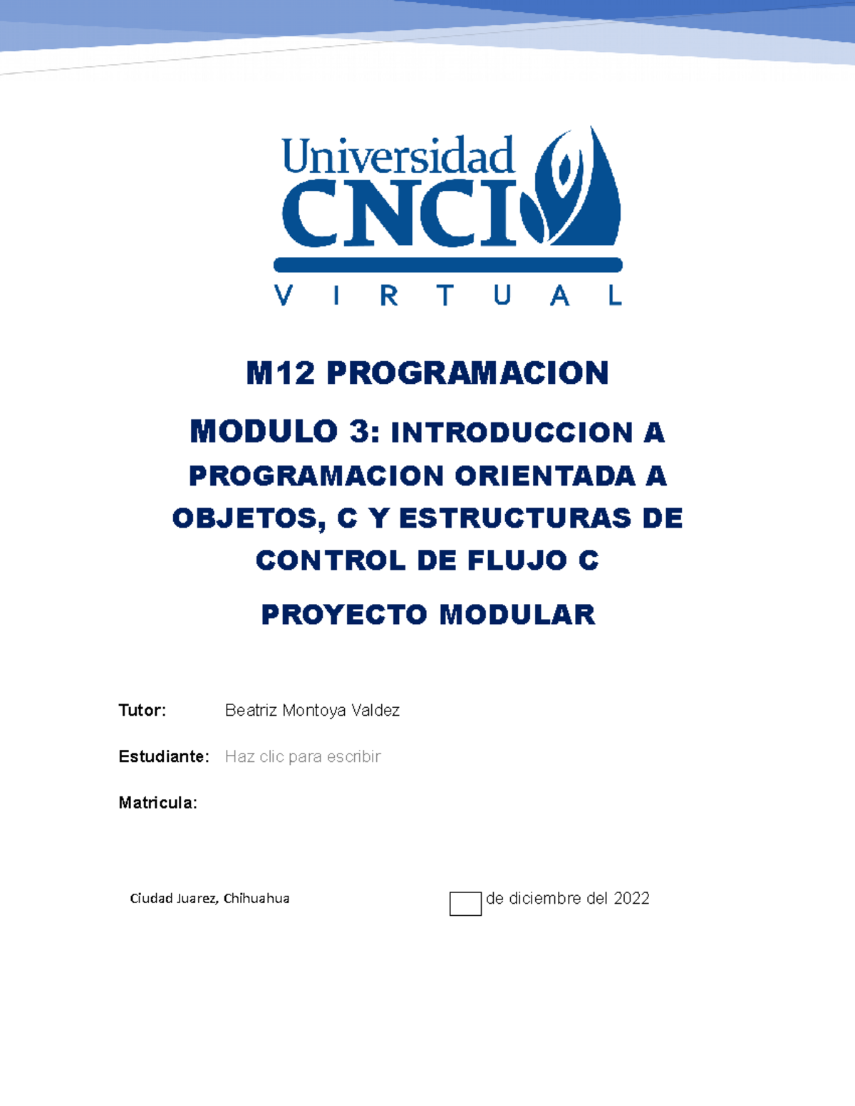 Actividad 1 Programacion - M12 PROGRAMACION MODULO 3: INTRODUCCION A ...