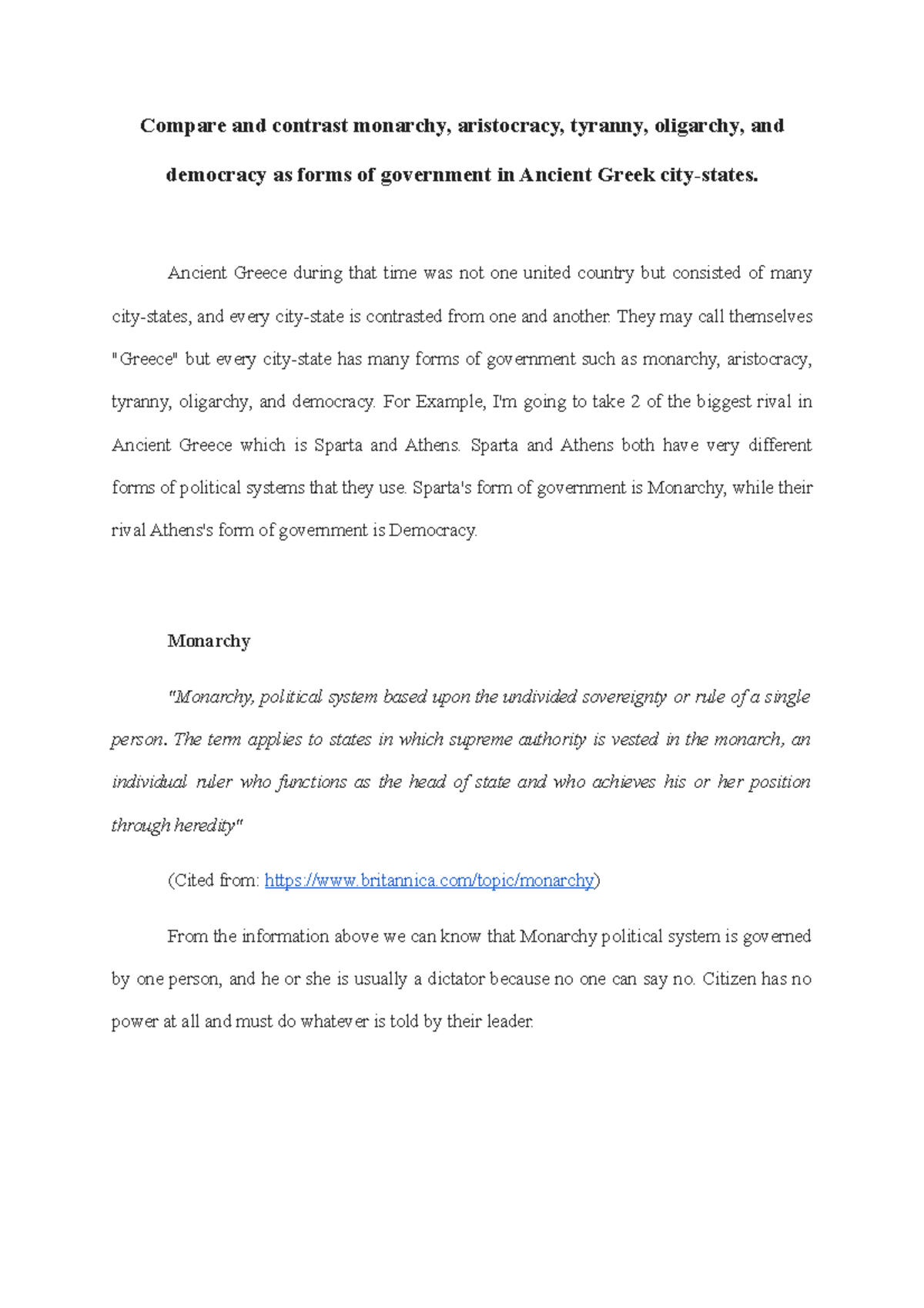 Ancient Greek Tyranny Government