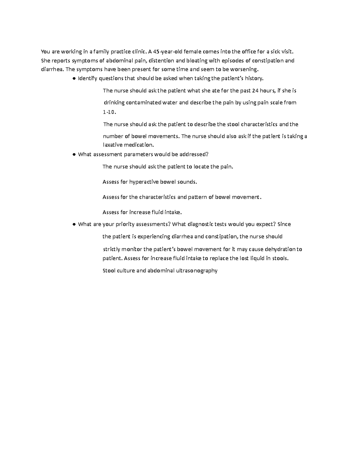 Gastrointestinal Case Study Part 1 - You are working in a family ...