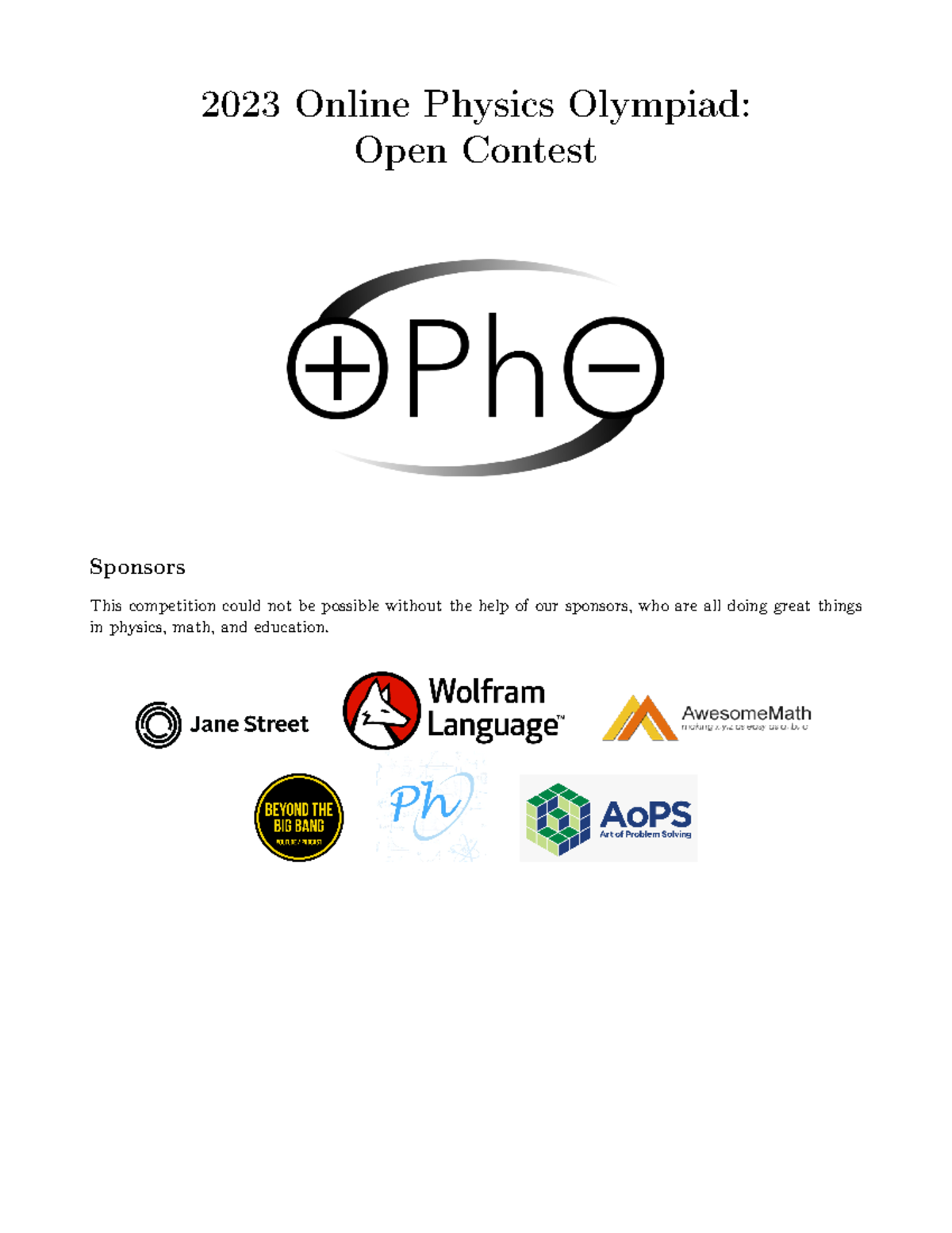 Open2023 open - difficult physics problems - 2023 Online Physics ...