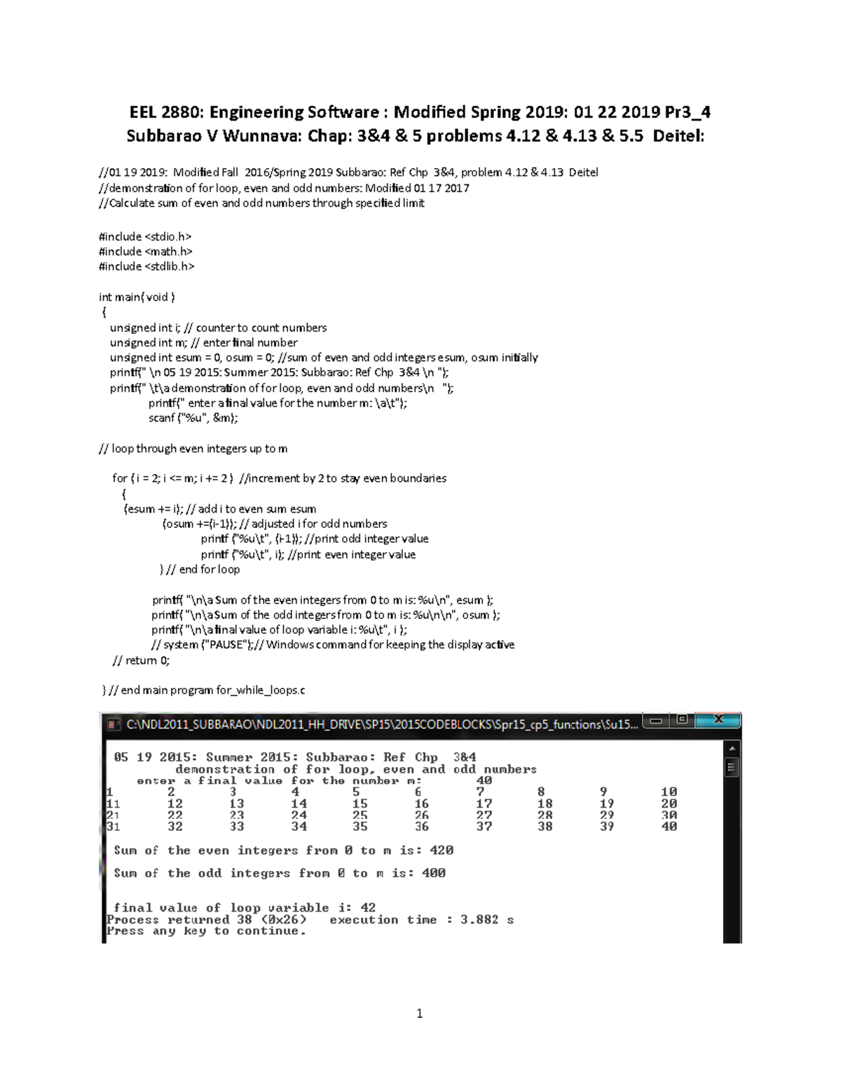 01 23 20 Spring 20 pr3 4 even odd math loops chps3 4 - EEL 2880: Engineering Software : Modified ...
