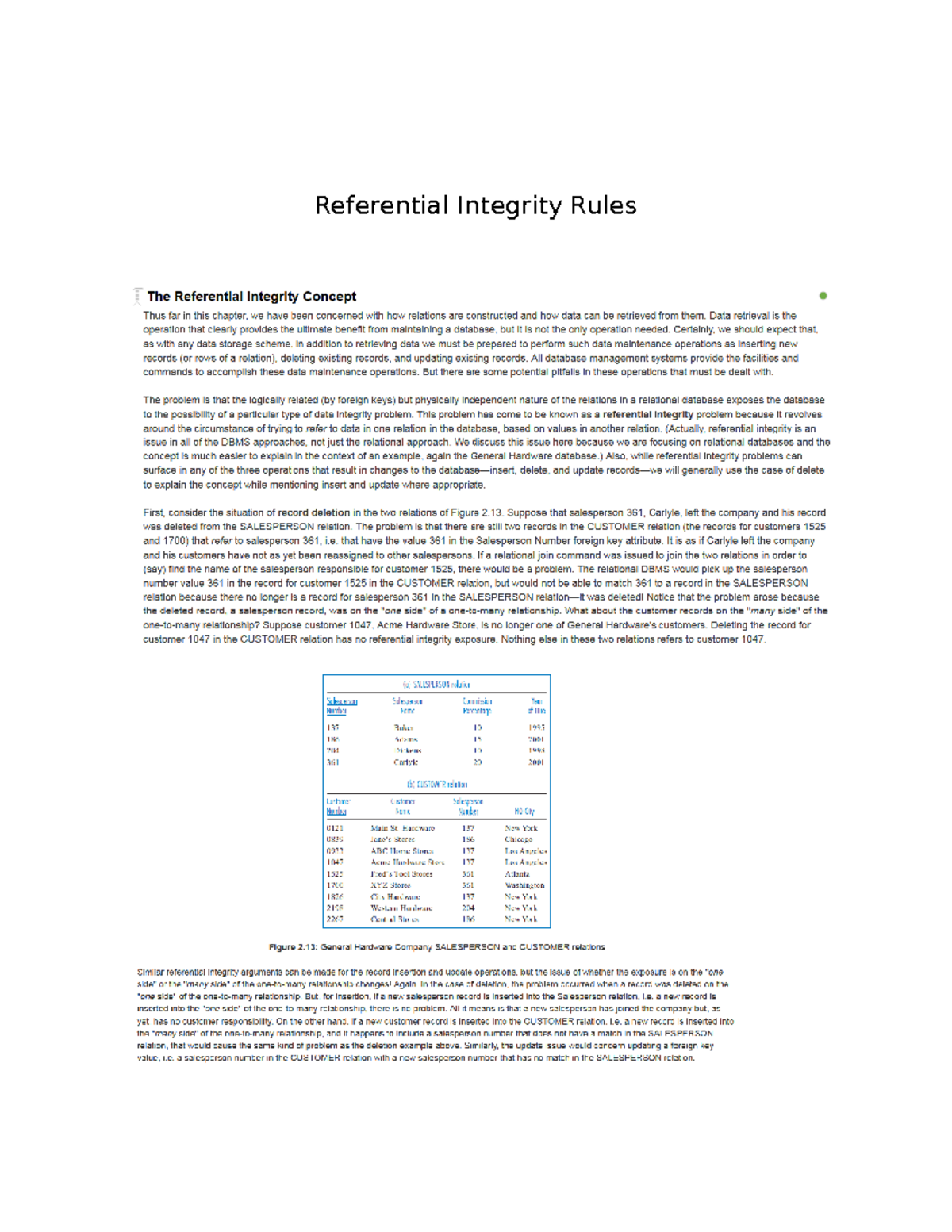 Referential Integrity Rules - C170 - Studocu