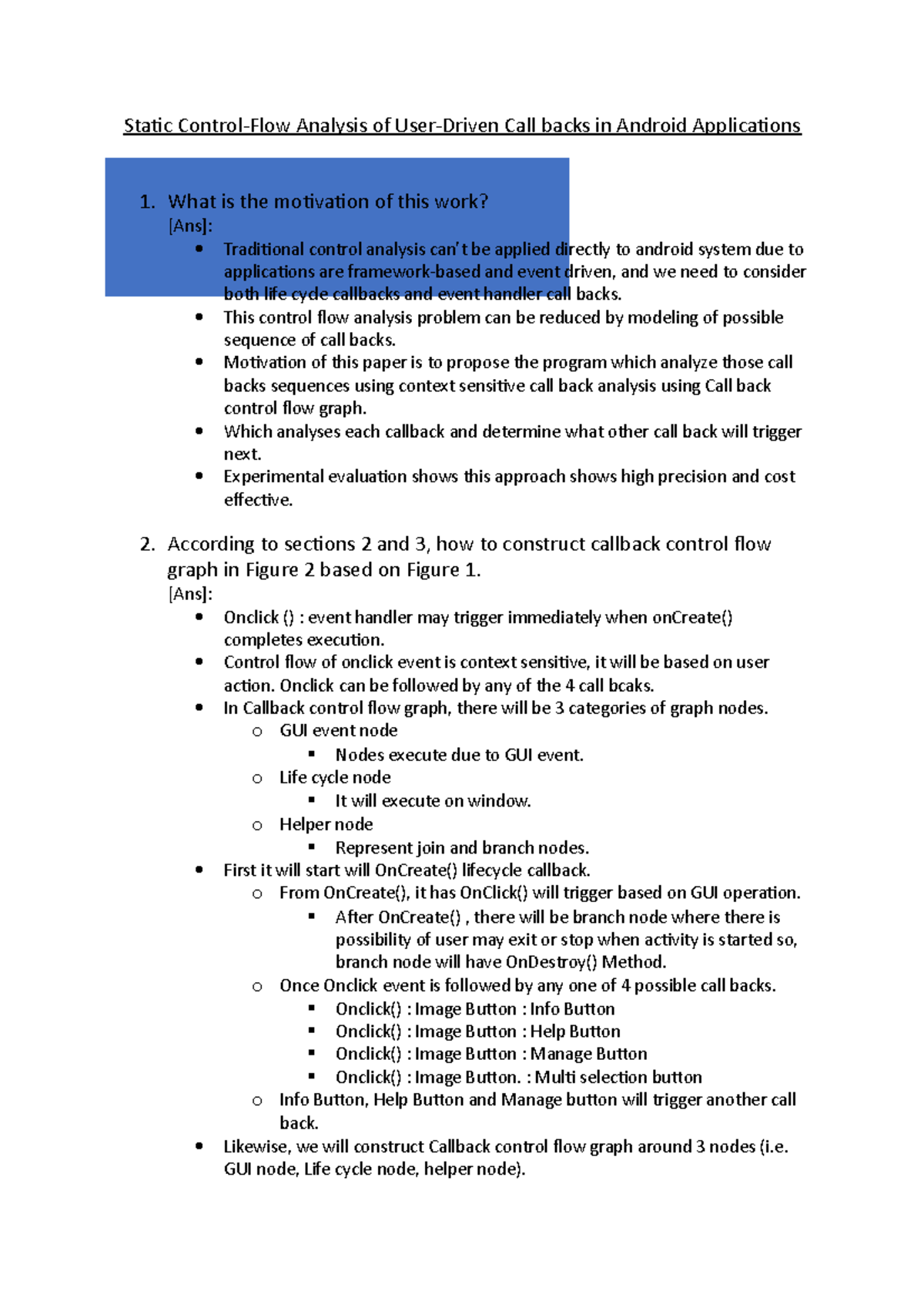 Static Control - homework -1 - Static Control-Flow Analysis of User-Driven Call backs in Android ...