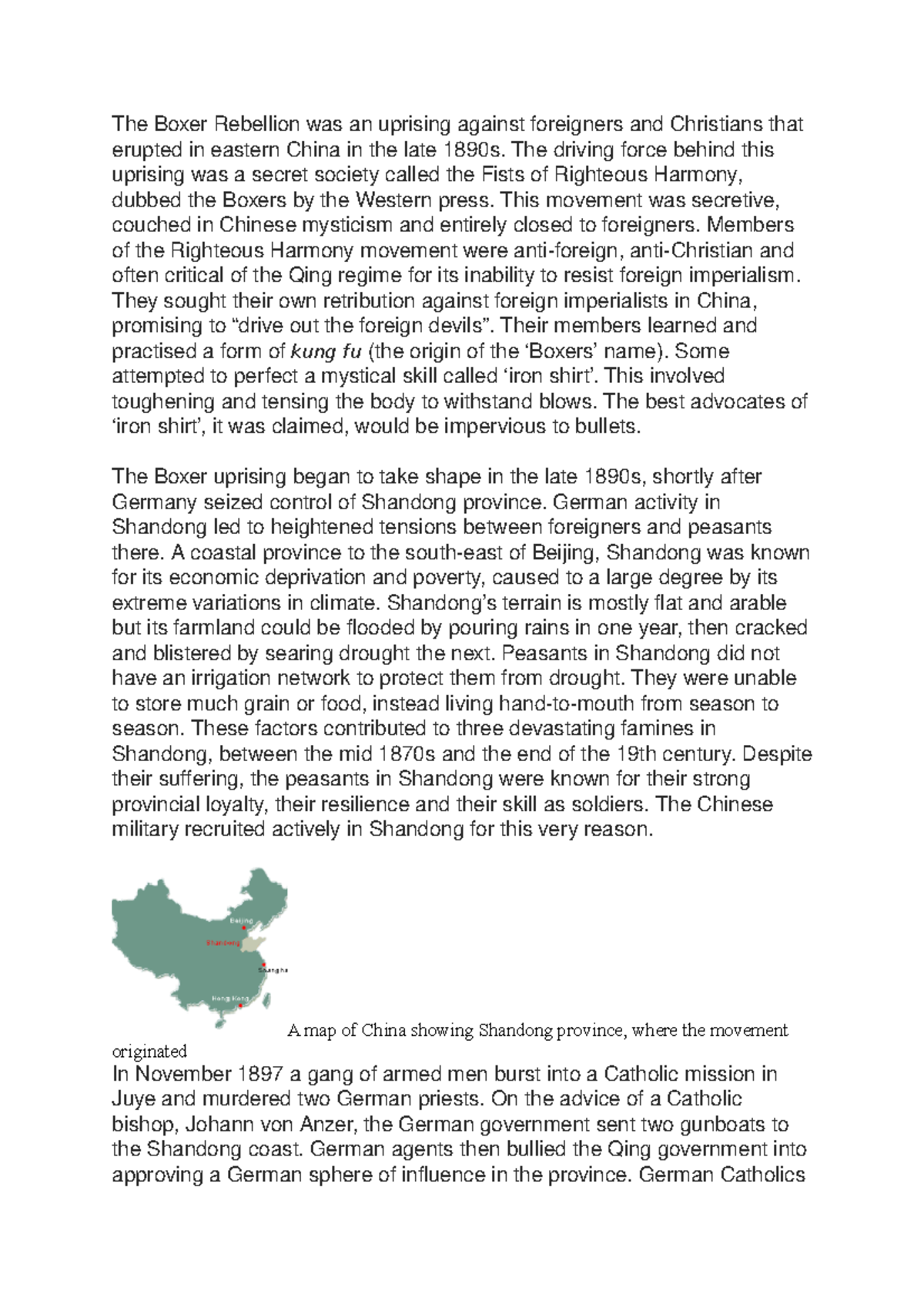 The Boxer Rebellion was an uprising against foreigners and Christians ...