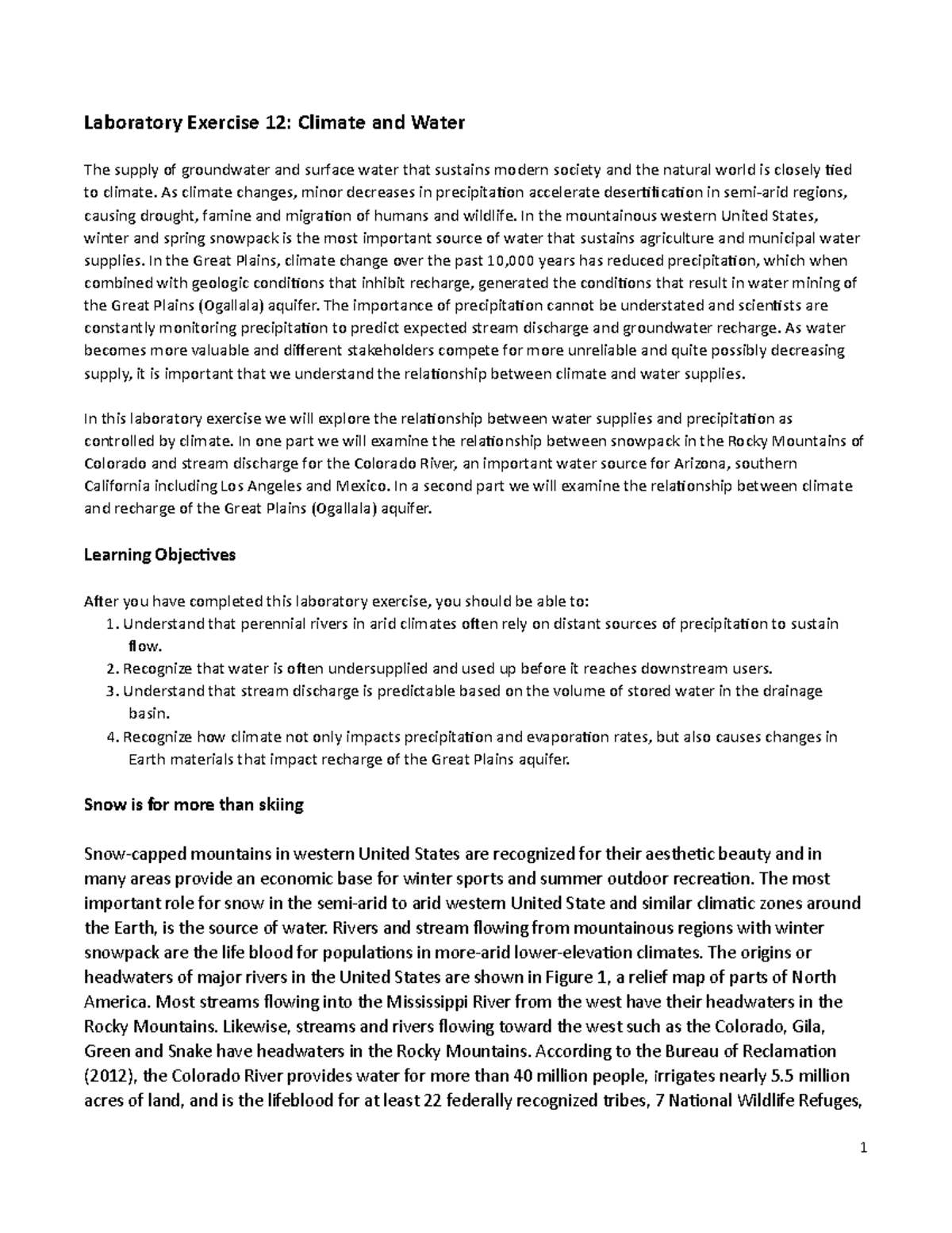 Laboratory Exercise 12 Climate and Water- Kyeria Joseph - Laboratory ...