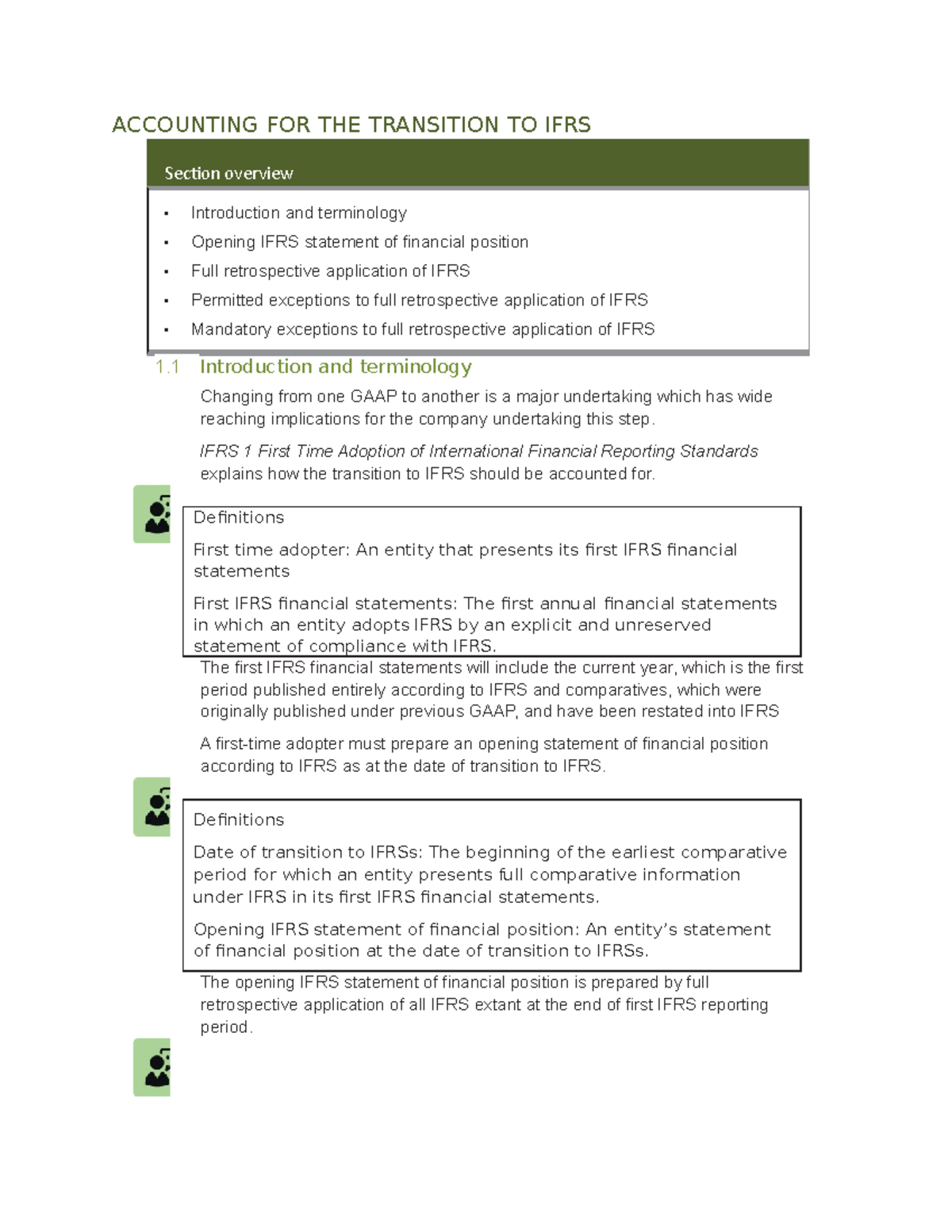 Accounting For The Transition To IFRS - ACCOUNTING FOR THE TRANSITION ...