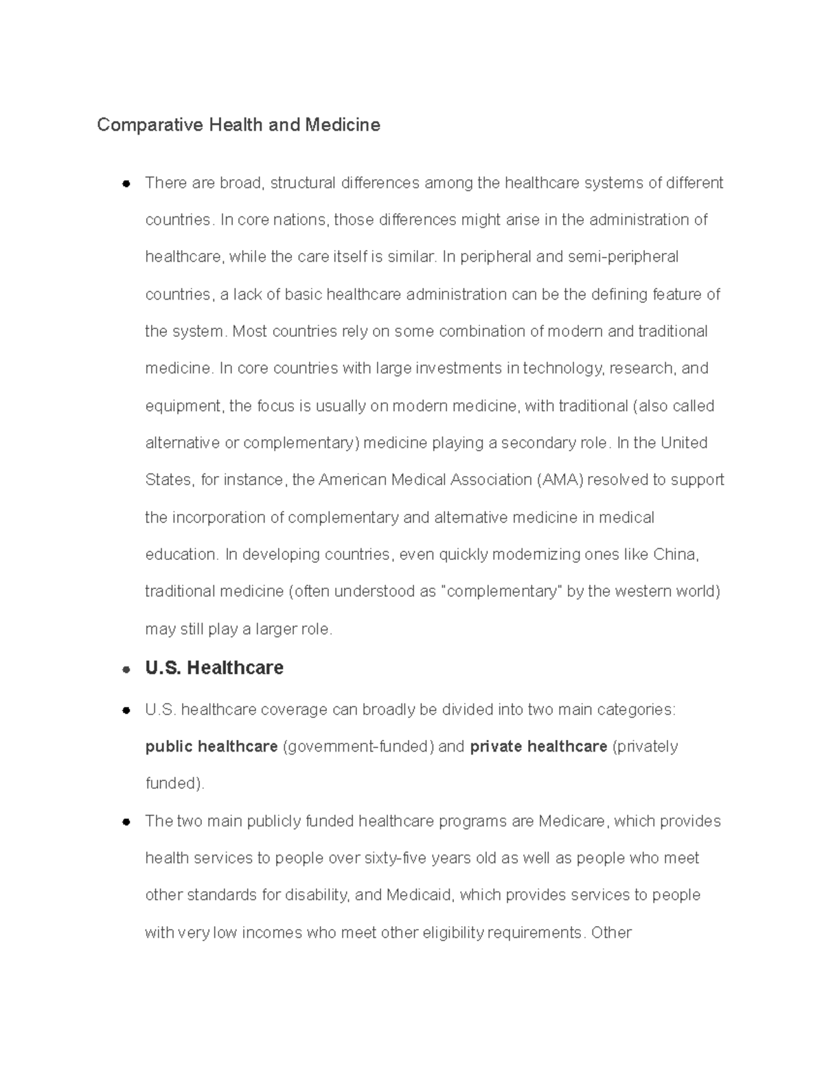 SOCI- Comparative Health and Medicine - Comparative Health and Medicine ...