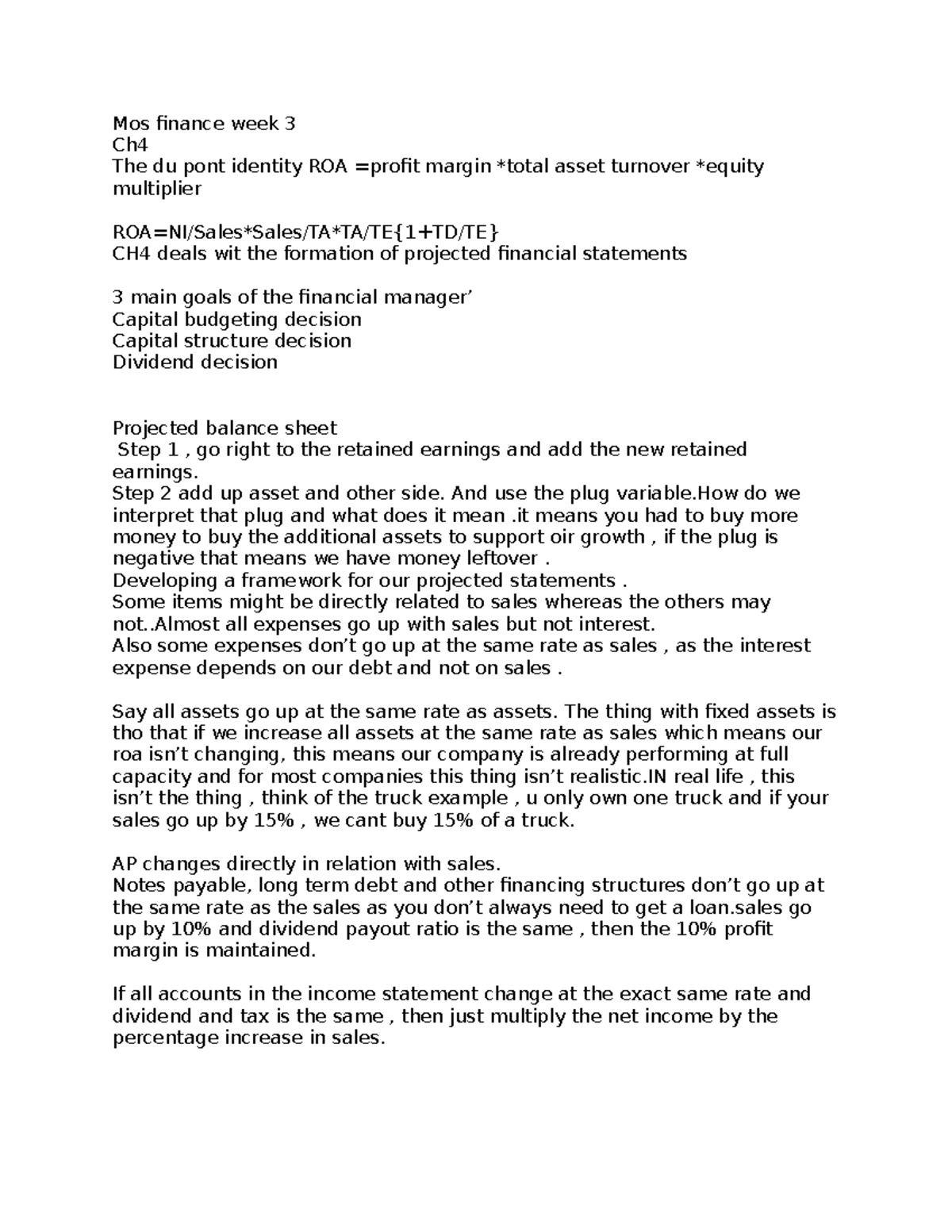 Mos finance week 4 - Step 2 add up asset and other side. And use the ...