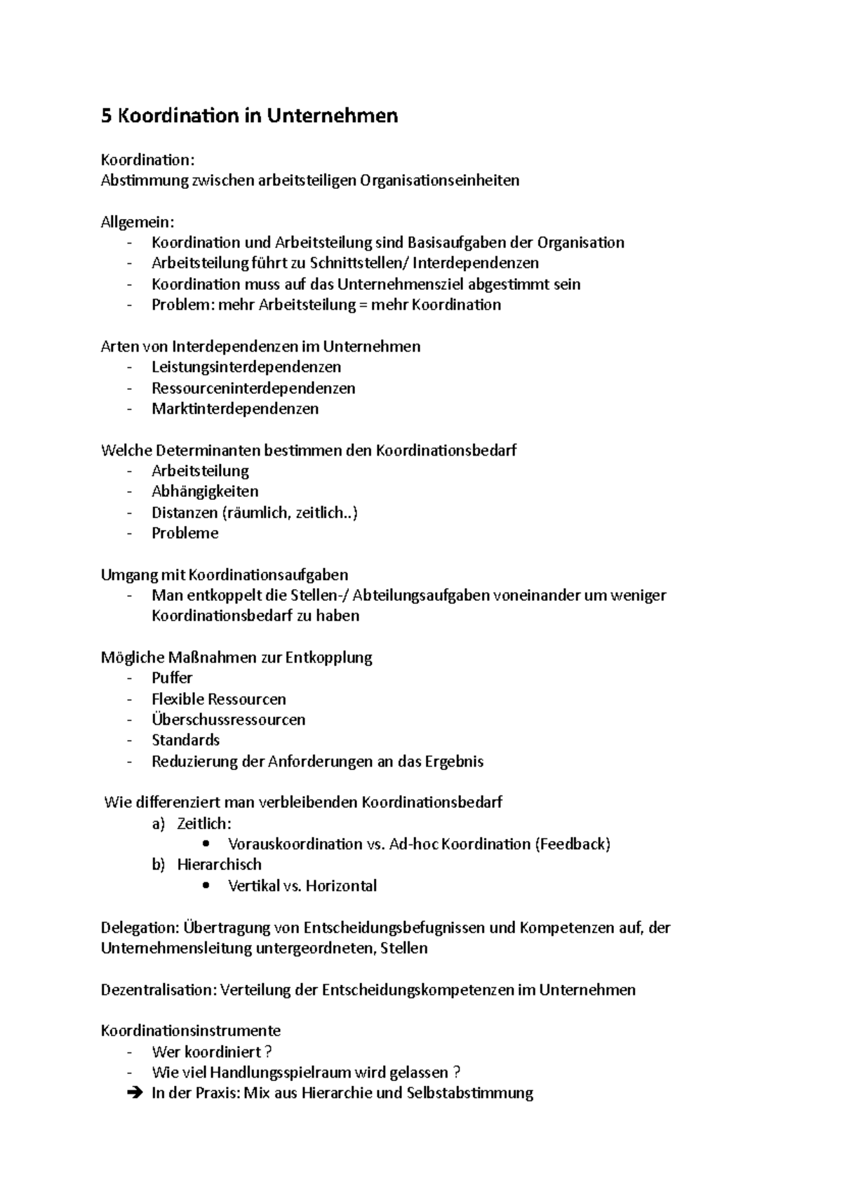 5 Koordination in Unternehmen - 5 Koordination in Unternehmen ...