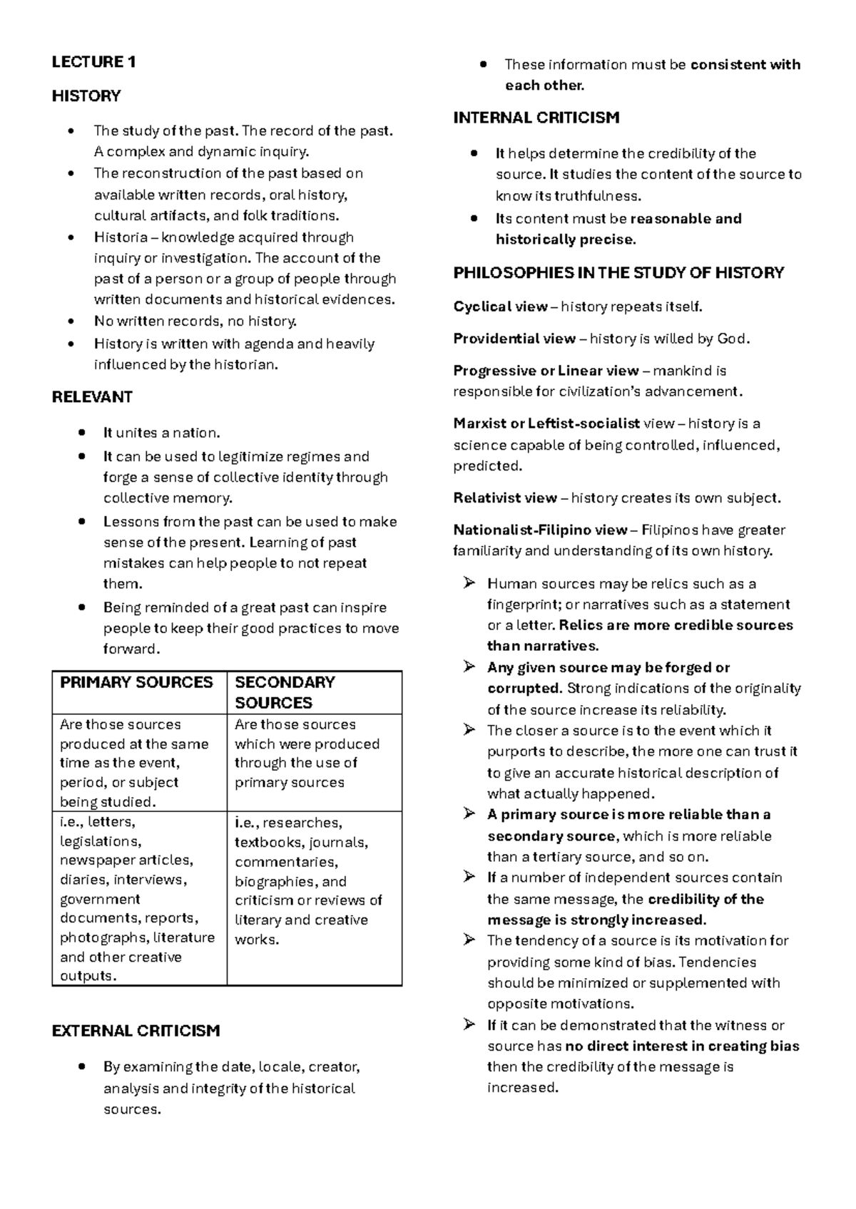 RPH (LEC 1&2) - LECTURE 1 HISTORY The study of the past. The record of ...