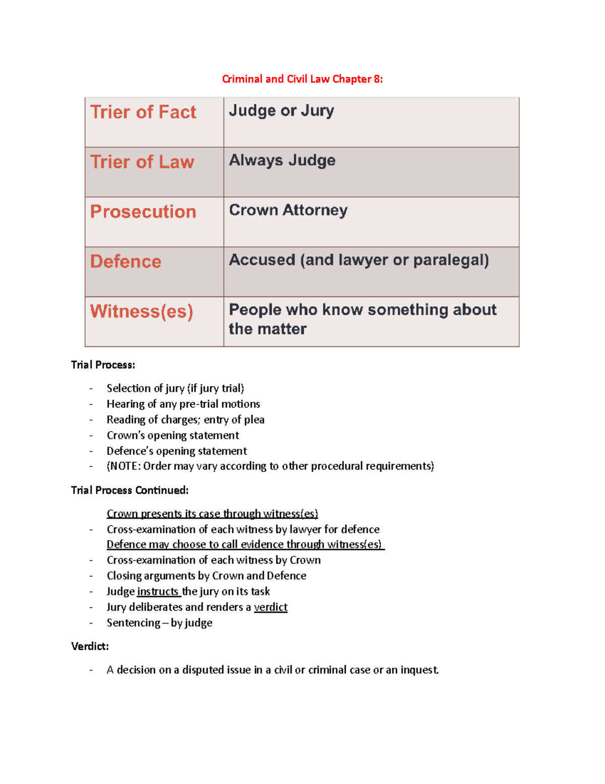 Criminal and Civil Law Chapter Eight - Criminal and Civil Law Chapter 8 ...