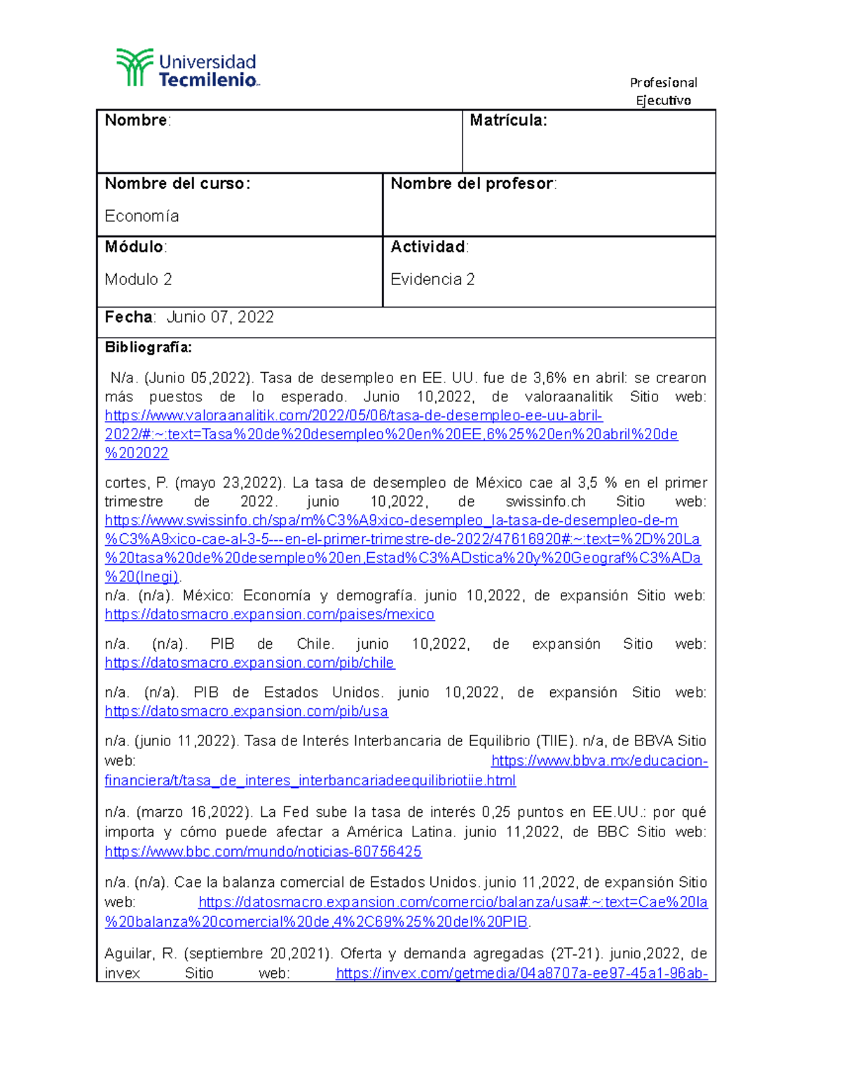 Evidencia 2 economia - Investiga en diferentes fuentes confiables, como ...