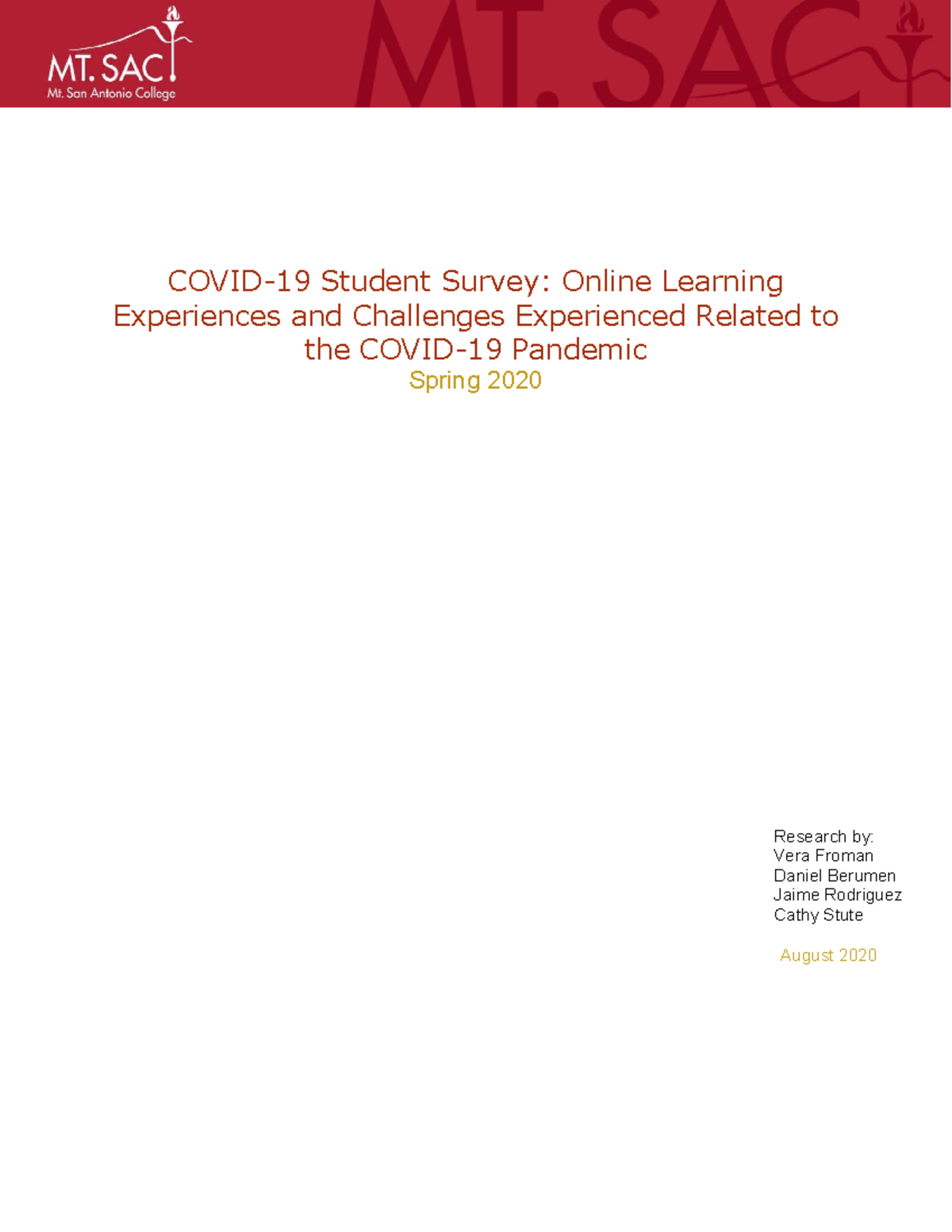 RIE Covid 19 Student Survey - COVID-19 Student Survey: Online Learning ...