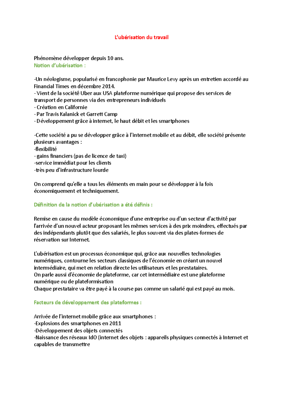 Ubérisation - L’ubérisation du travail Phénomène développer depuis 10 ...