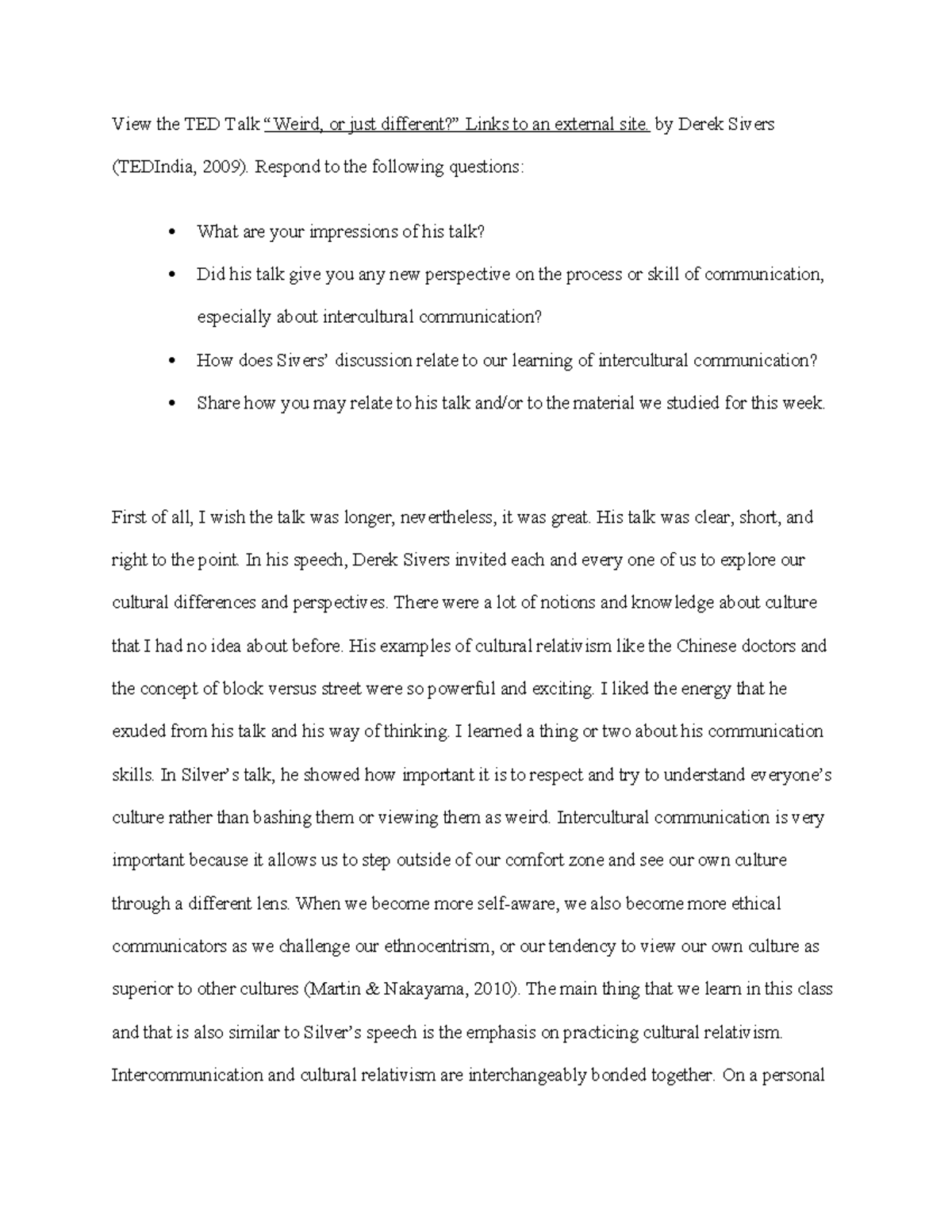 View the TED Talk Derek sivers - View the TED Talk “Weird, or just ...