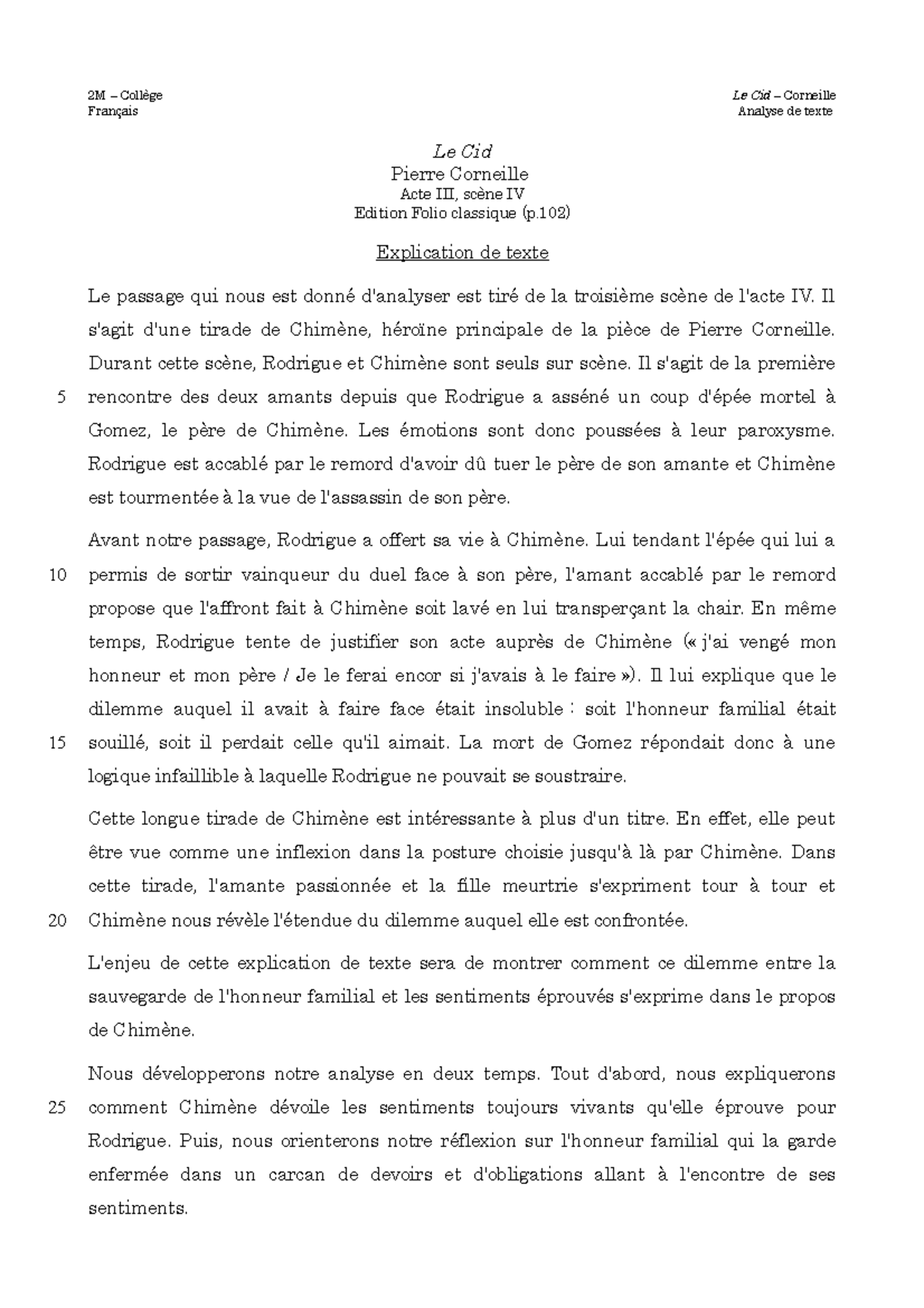 Explication-de-texte-acte 3 scene 1 Le Cid - 2M – Collège Le Cid ...