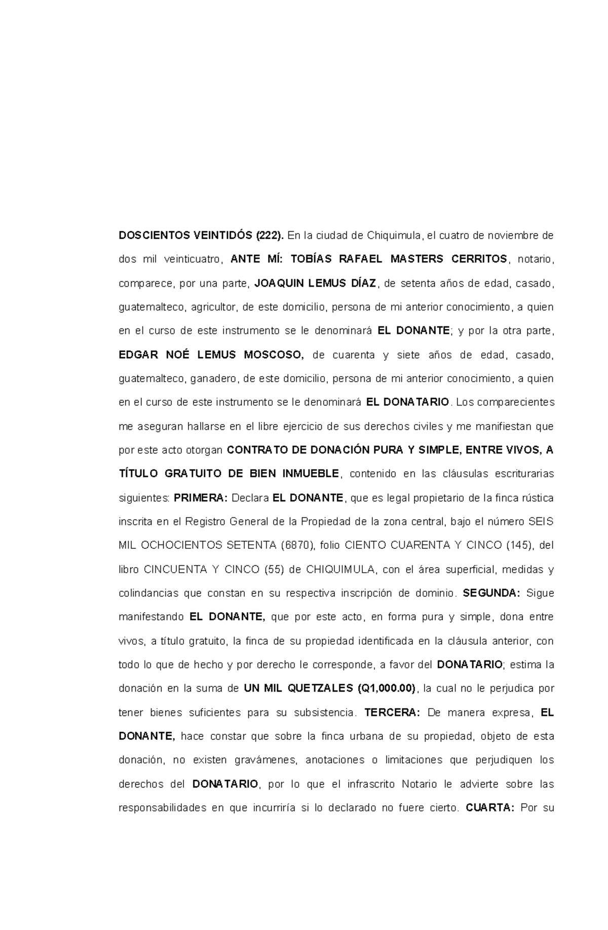 222. Edgar Lemus Moscoso - DOSCIENTOS VEINTIDÓS (222). En la ciudad de ...