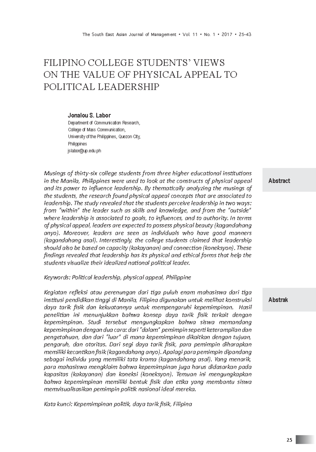 Value of Physical Appeal - Musings of thirty-six college students from ...