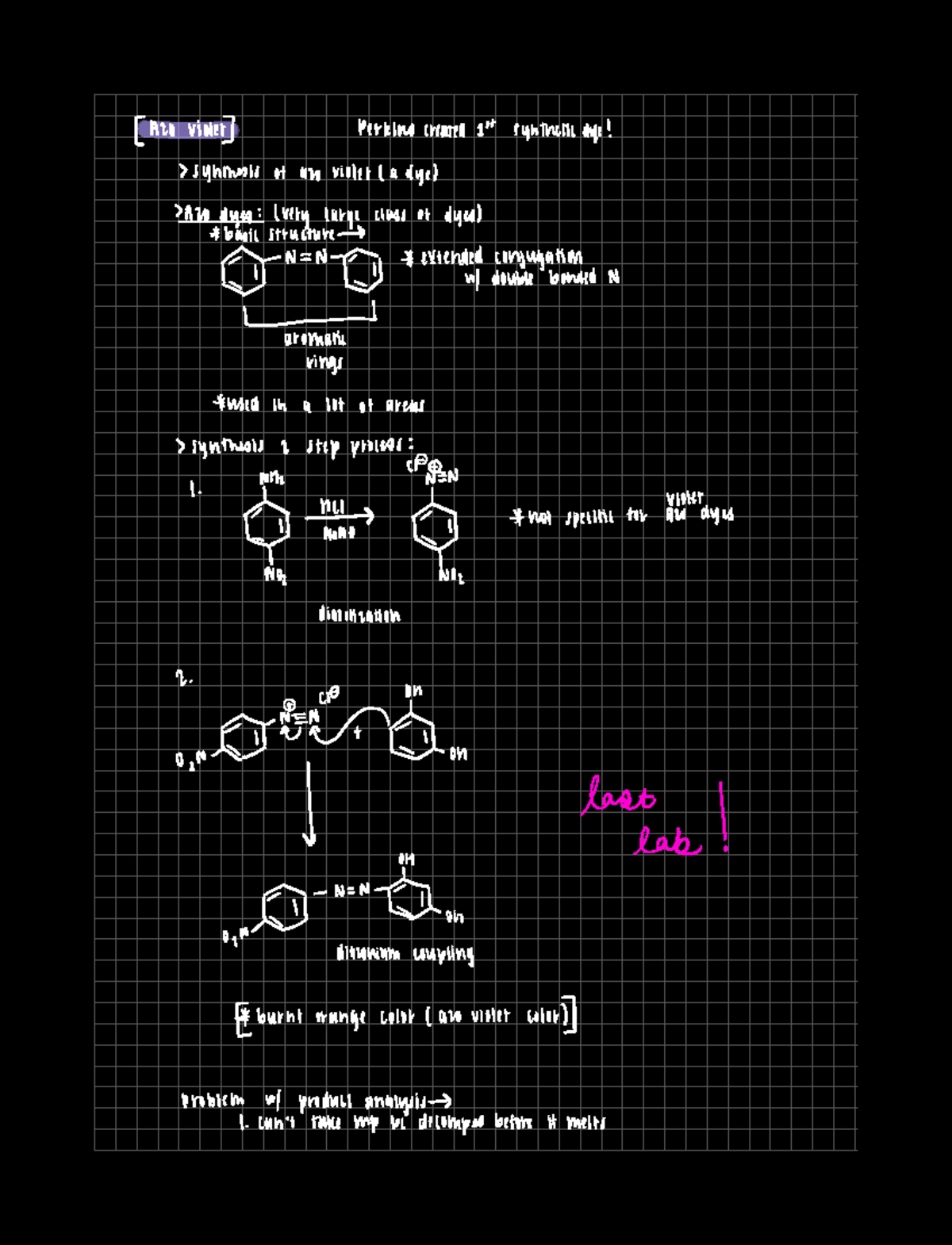 Lecture Notes for Azo Violet Ochem Lab 1 - A20 violet Perkins created 1 ...