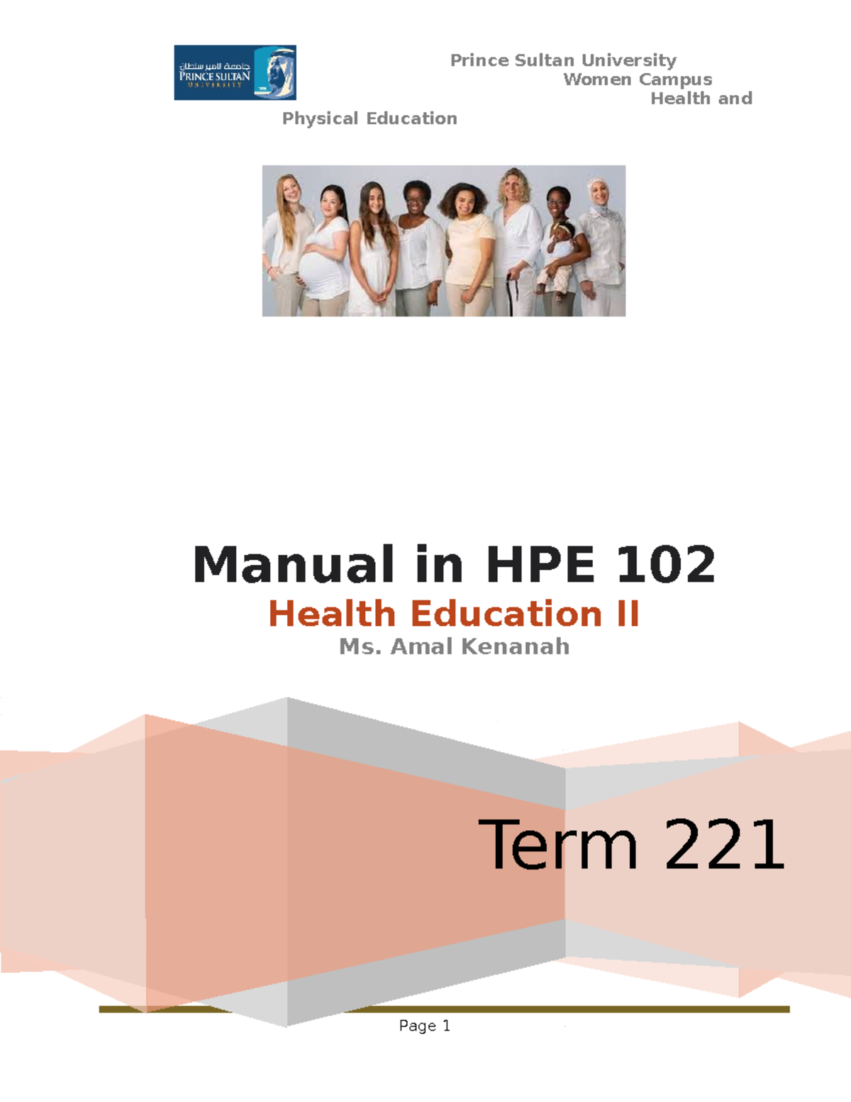 HPE 102 handout 221 copy - Prince Sultan University Women Campus Health and ####### Physical ...