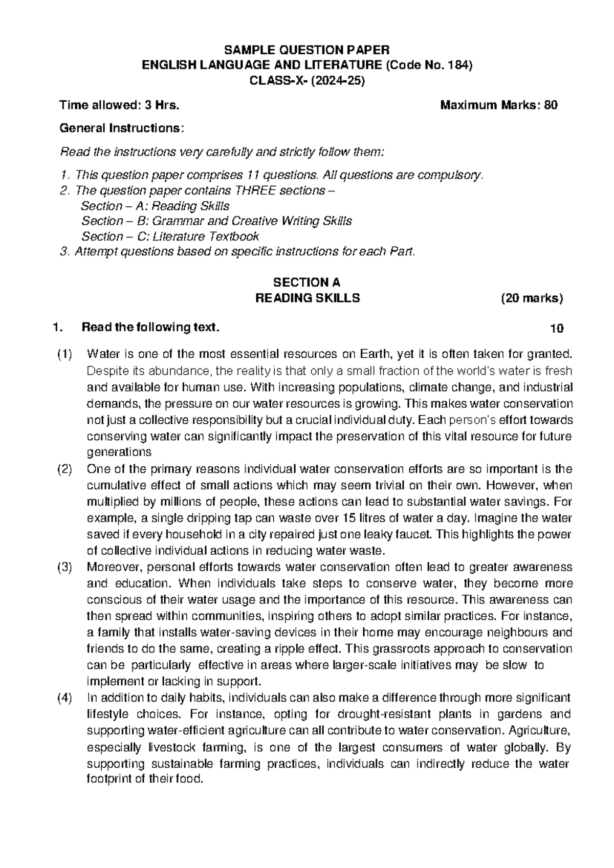 English L-SQP - Good - SAMPLE QUESTION PAPER ENGLISH LANGUAGE AND ...